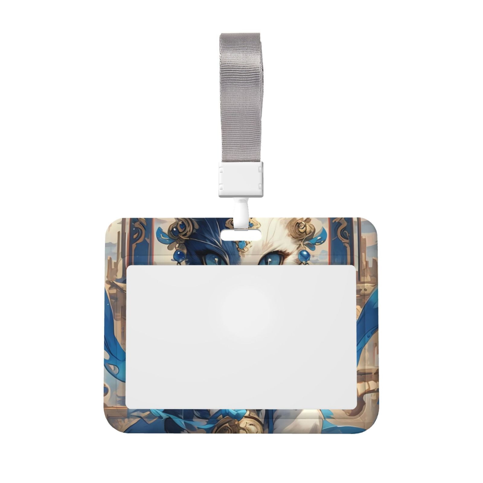 Junzan Exotic Blue Cat ID Badge Holder with Windows Key Card Work Badge ...