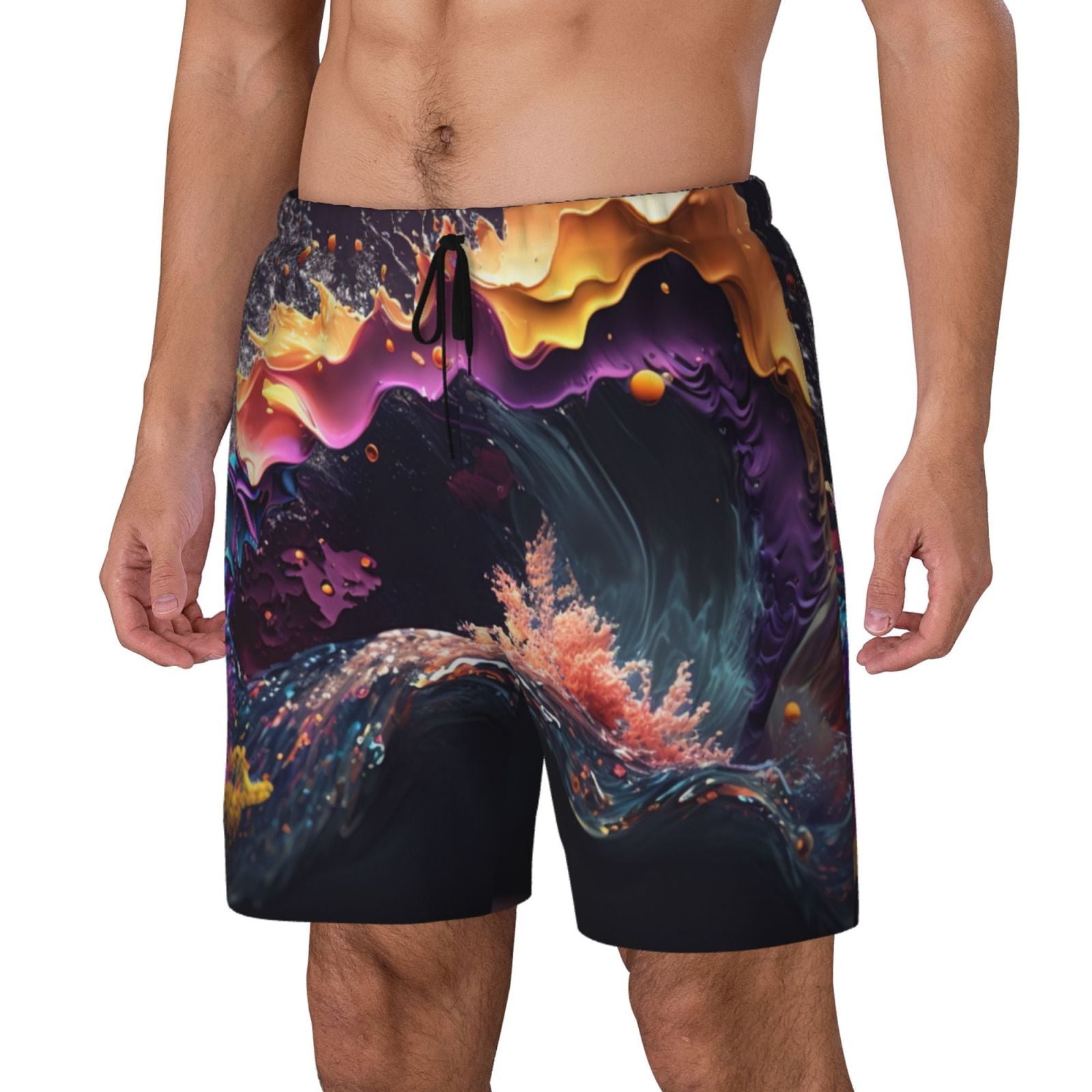 Junzan Explosive Fluid Splash Art Print Swim Trunks Men Swim Shorts ...