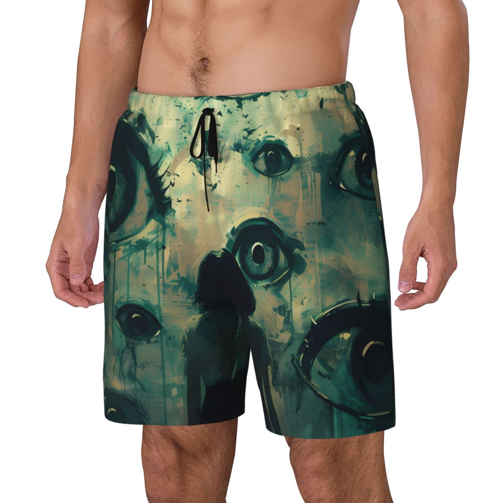 Junzan Eyes Watching In The Dark Print Swim Trunks Men Swim Shorts with ...