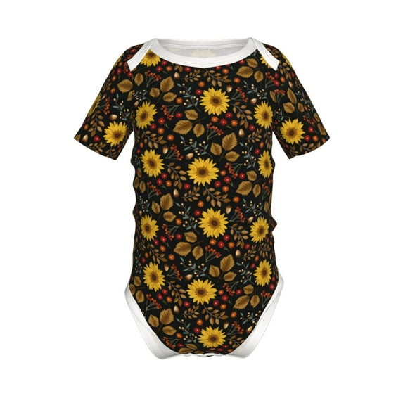 Junzan Fall Daisy Leaf Print Short-Sleeve Baby Climbing Clothes ...