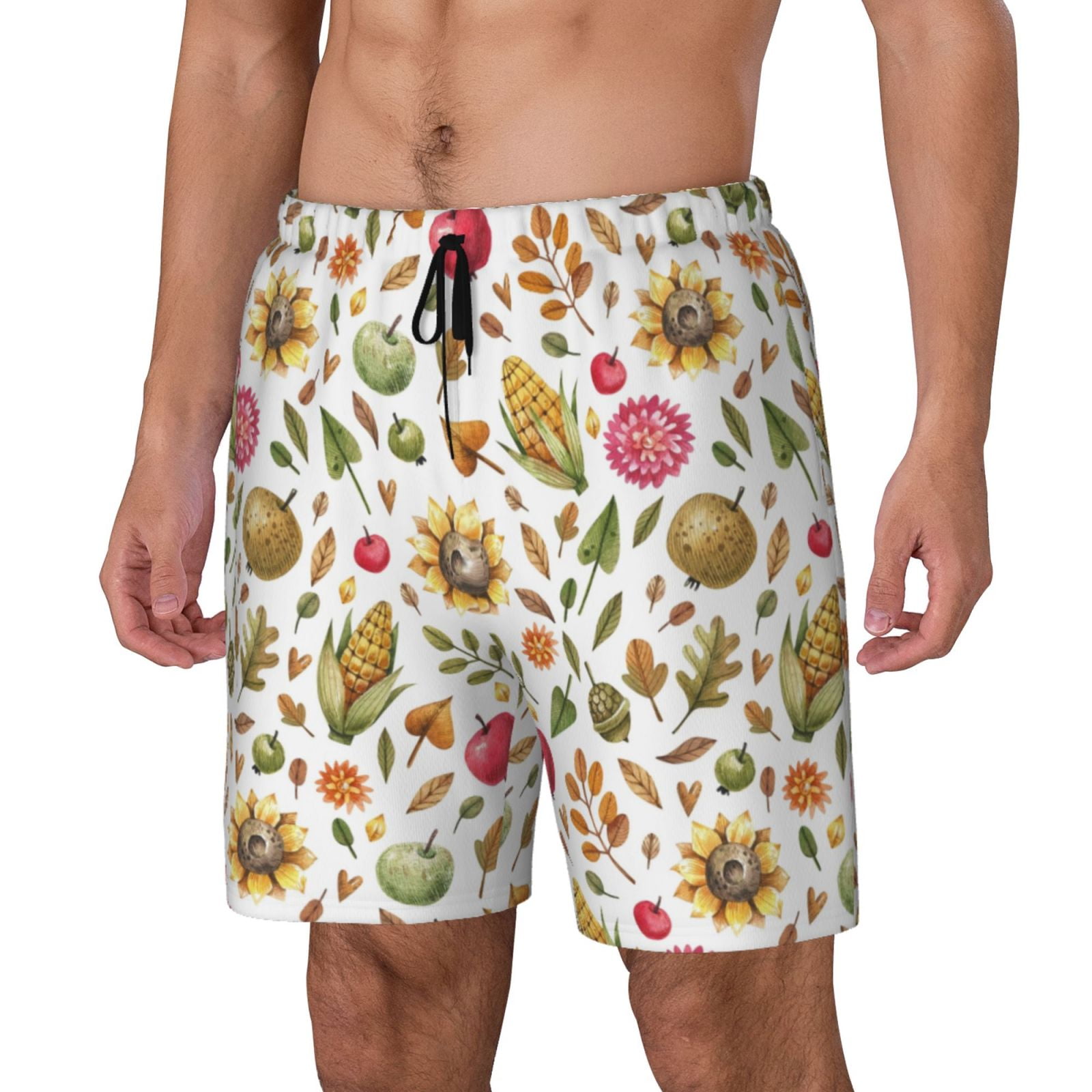 Junzan Fall Fruits And Vegetables Print Swim Trunks Men Swim Shorts ...