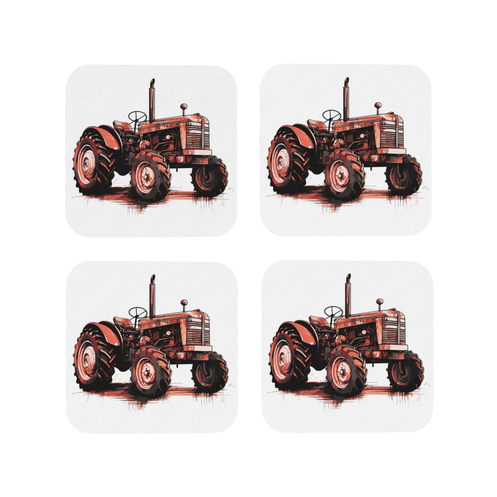 Junzan Farm Tractor Print Coasters for Drinks - Leather Coasters Set of ...