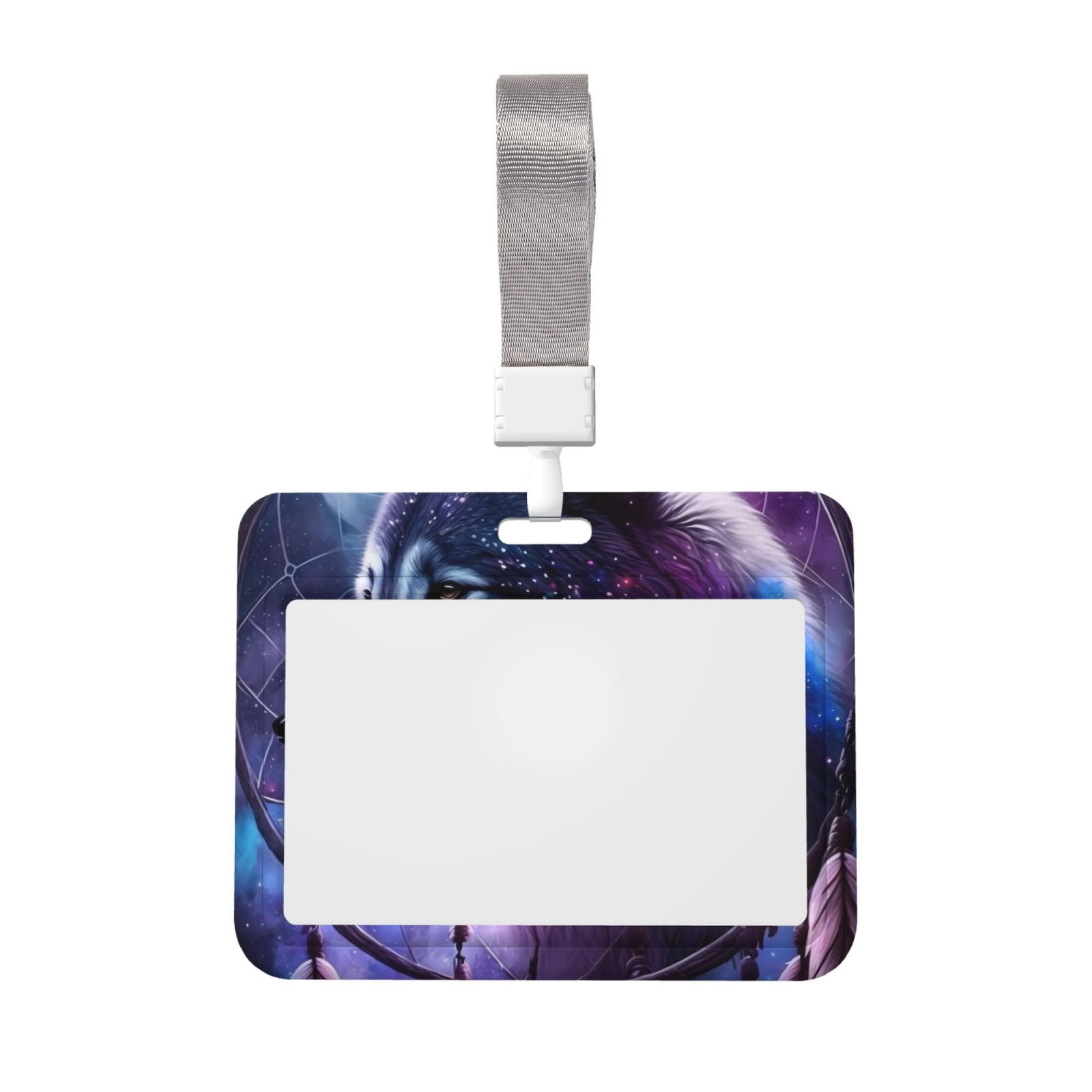 Junzan Feathered Wolf ID Badge Holder with Windows Key Card Work Badge ...