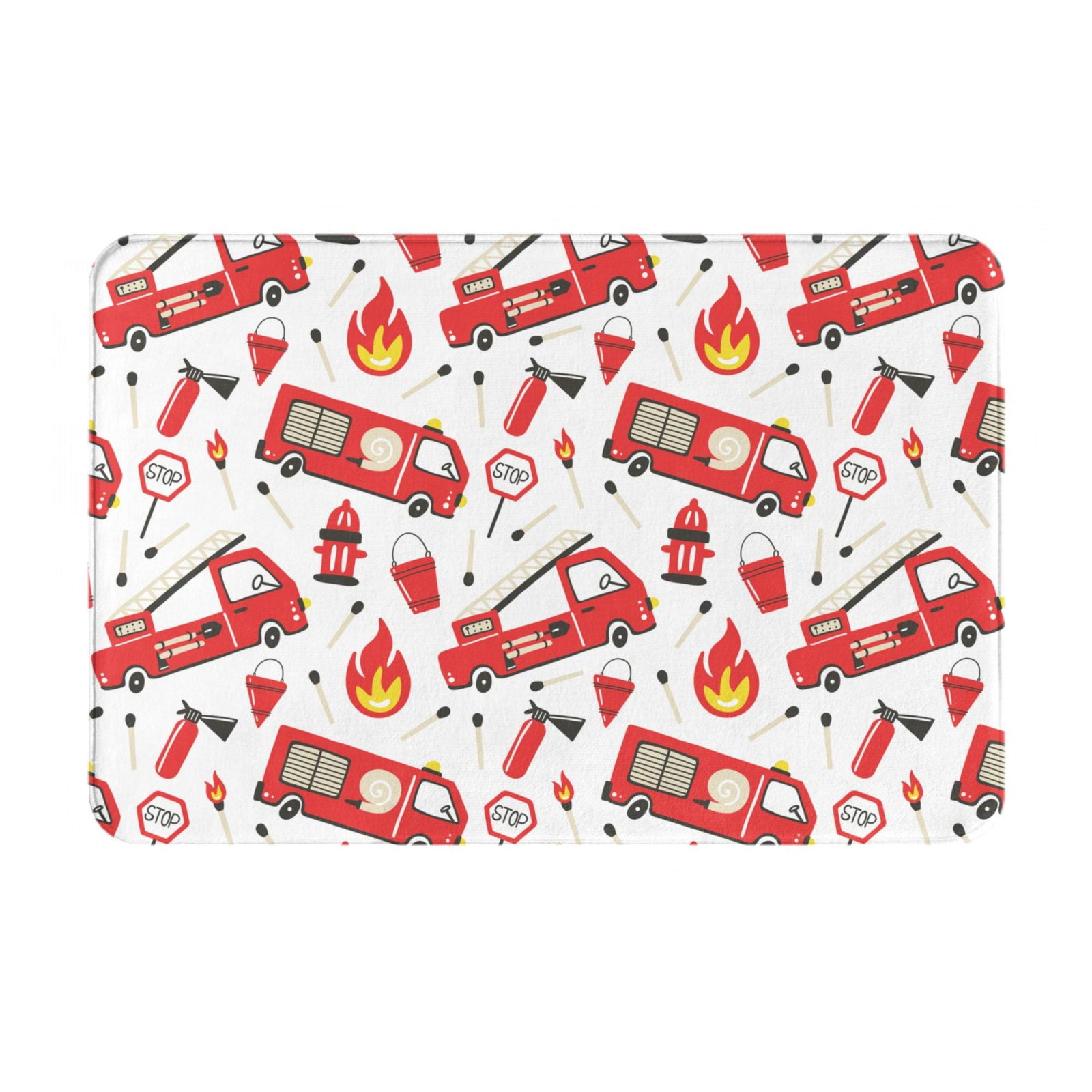 Junzan Fire Truck Custom Funny Welcome Doormat Personalized Door Mats ...