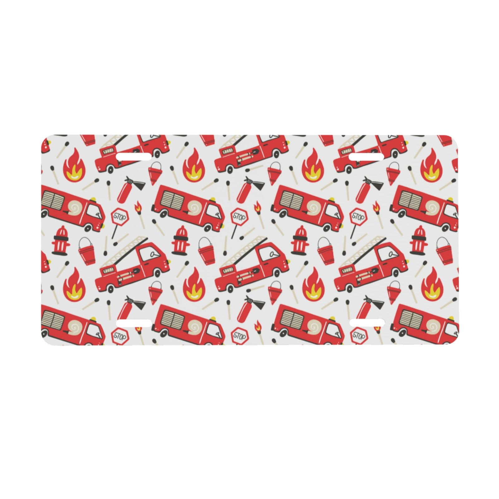 Junzan Fire Truck Front License Plate Covers Decorative Car Metal ...