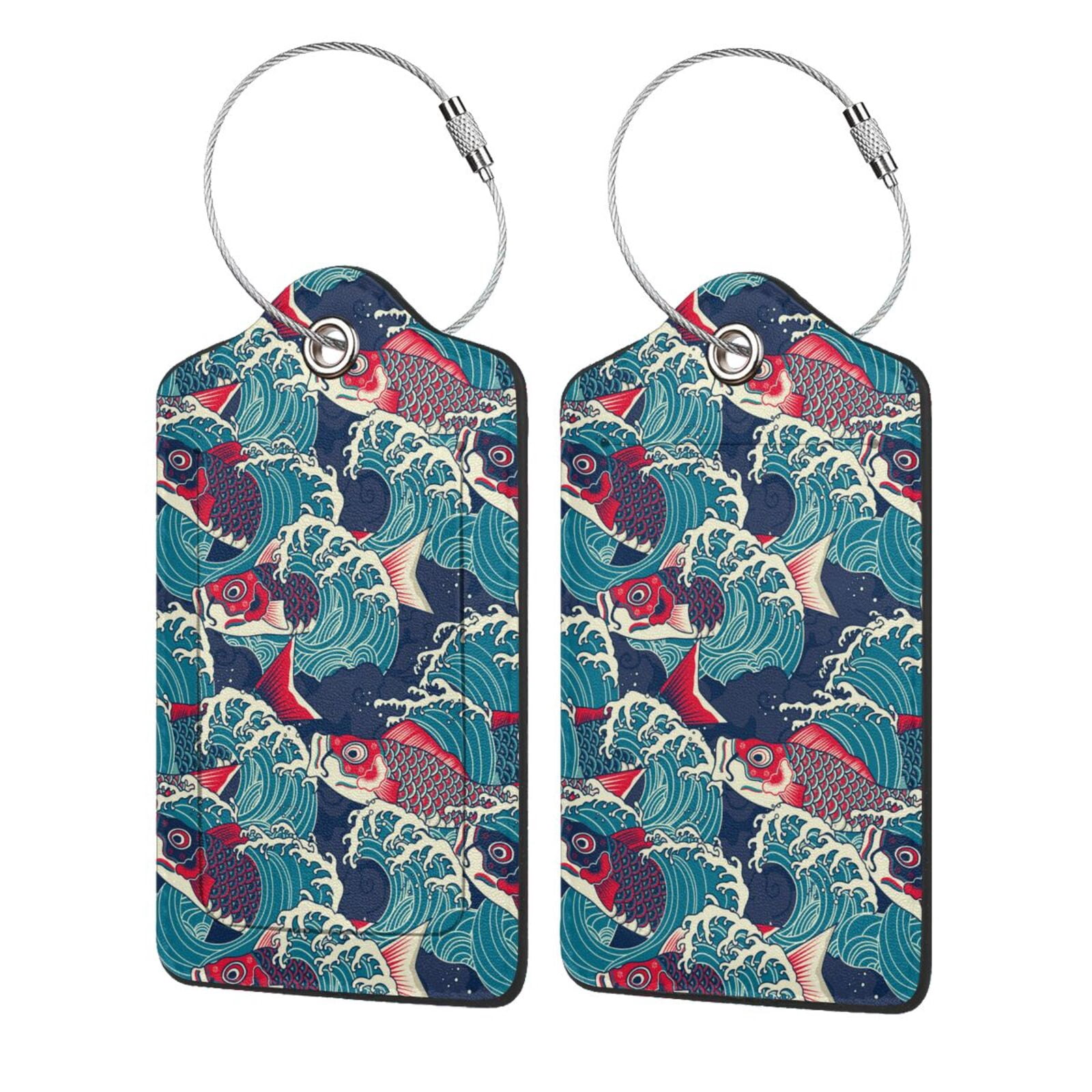 Junzan Fish In The Wave for Luggage Tags,Leather Luggage Tags for ...