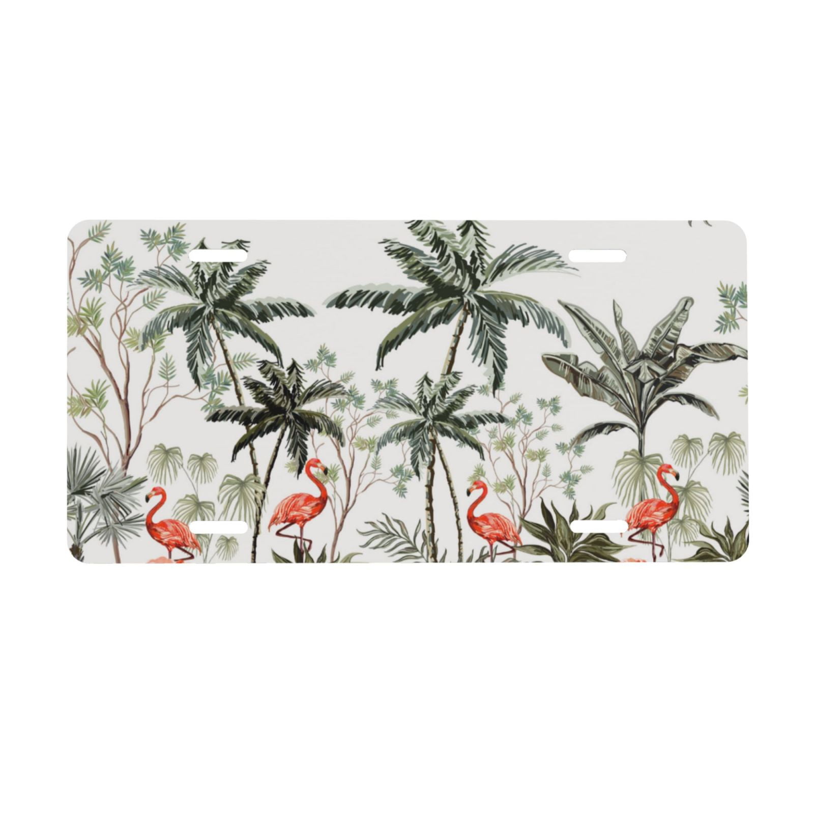 Junzan Flamingo Palm Trees Front License Plate Covers Decorative Car ...