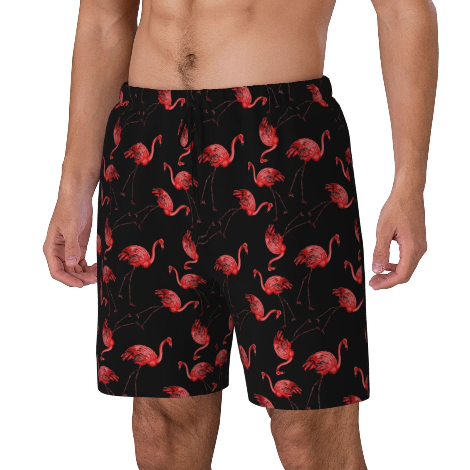 Junzan Flamingo Print Swim Trunks Men Swim Shorts with Built-in ...