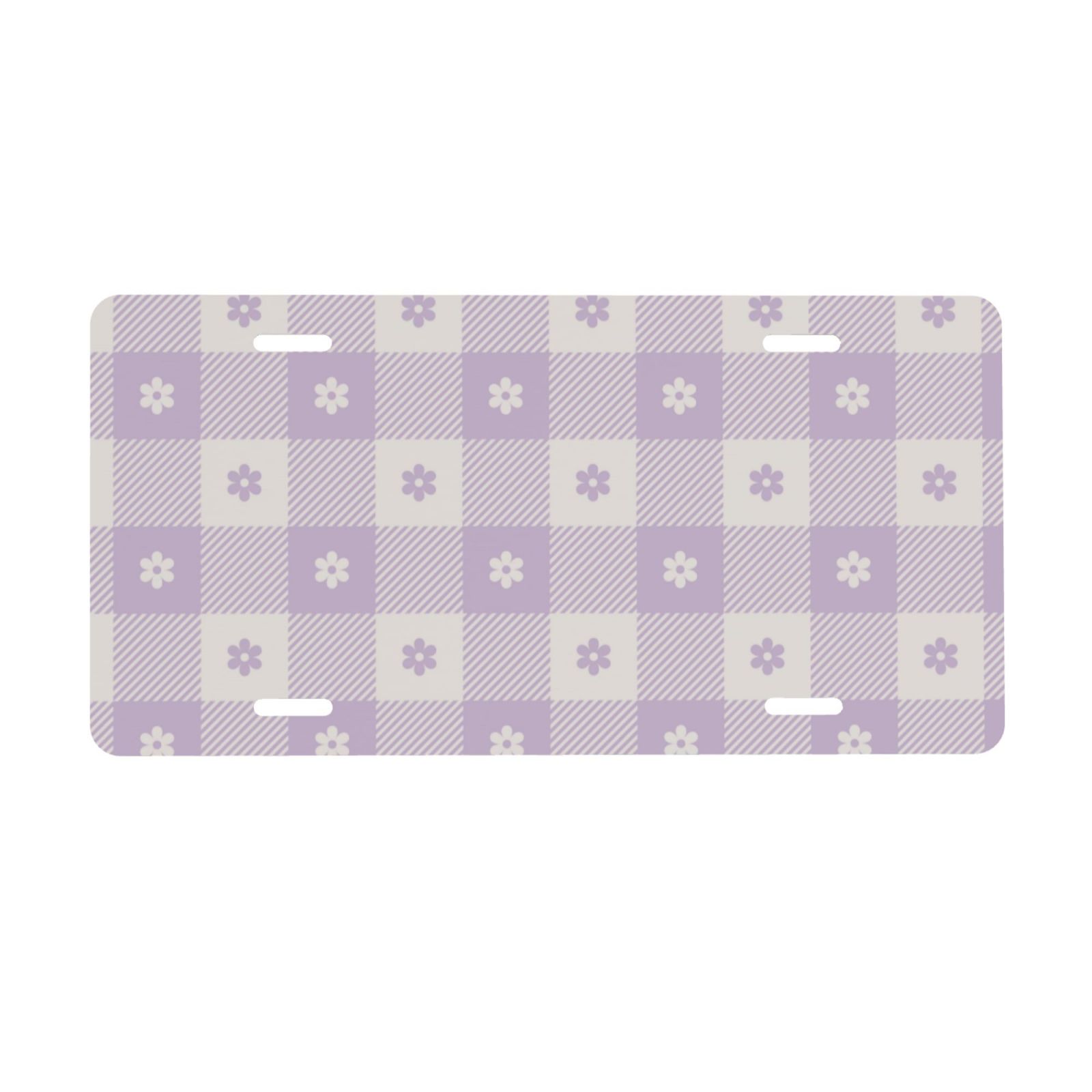 Junzan Floral Purple Buffalo Plaid Front License Plate Covers ...