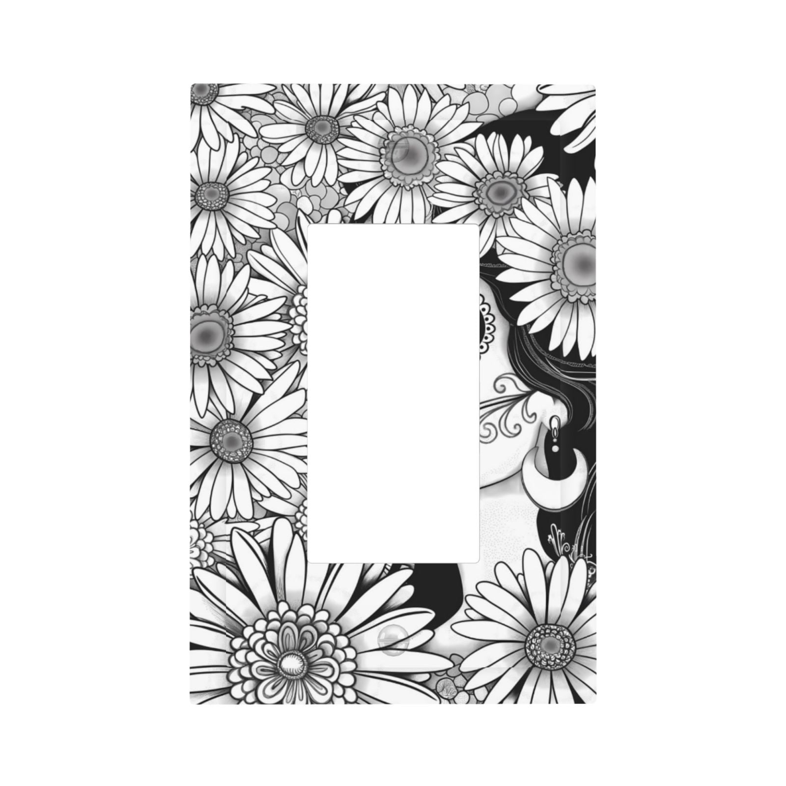 Junzan Floral Sugar Skull Portrait for Electrical Outlet Covers, 5" x 3 ...