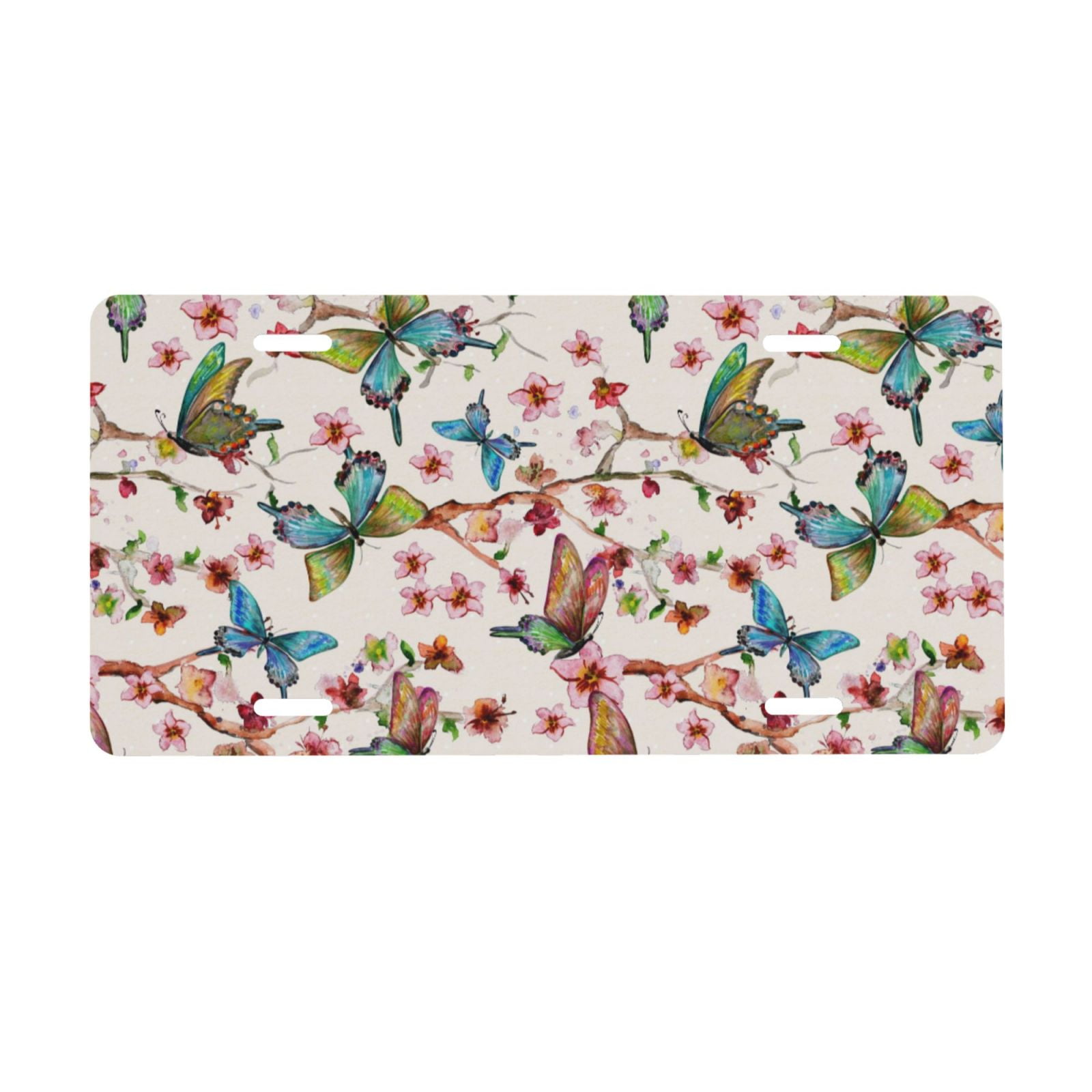 Junzan Floral With Butterflies Front License Plate Covers Decorative ...
