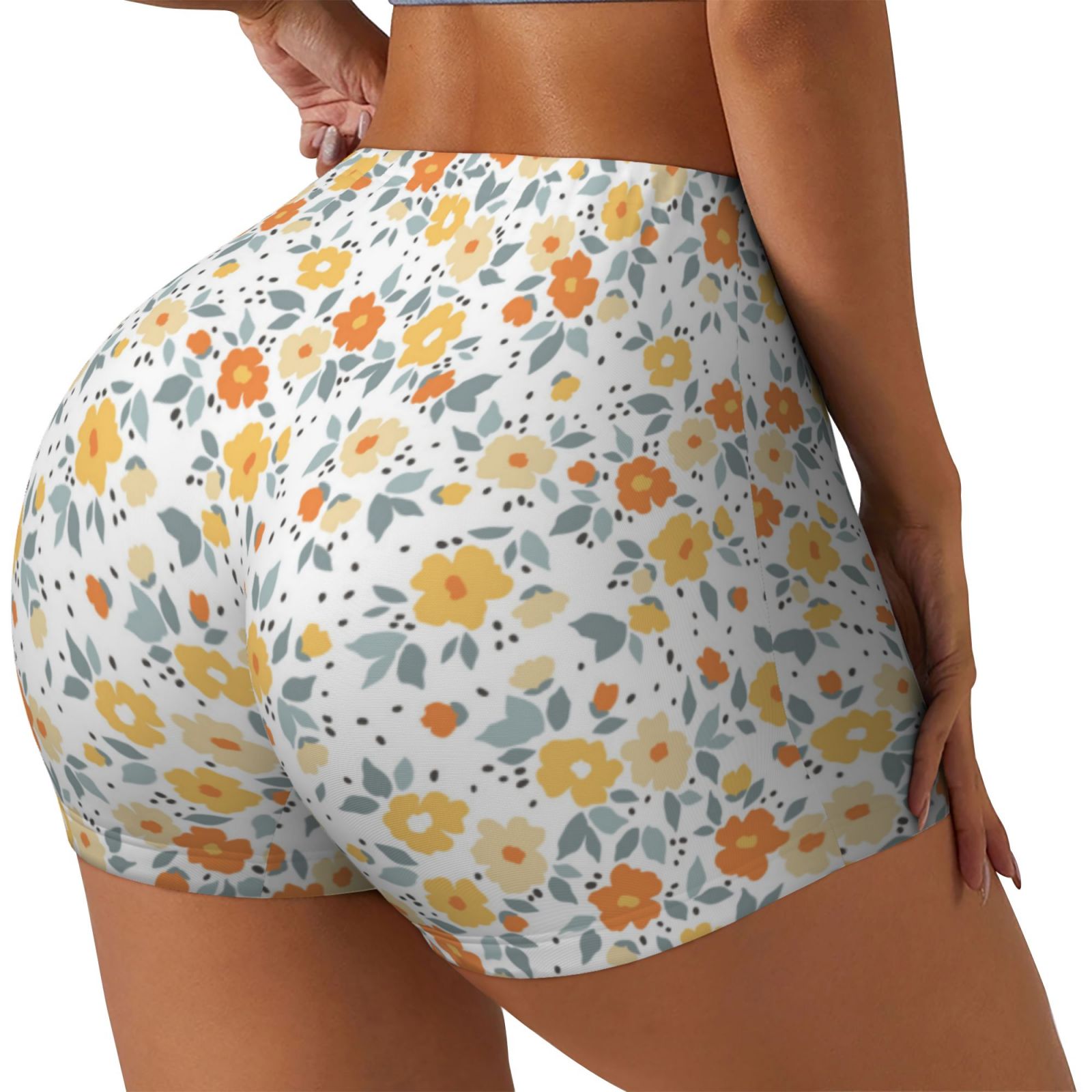 Junzan Floral1 Pattern Women Workout Impact Shorts,Scrunch Short Gym ...