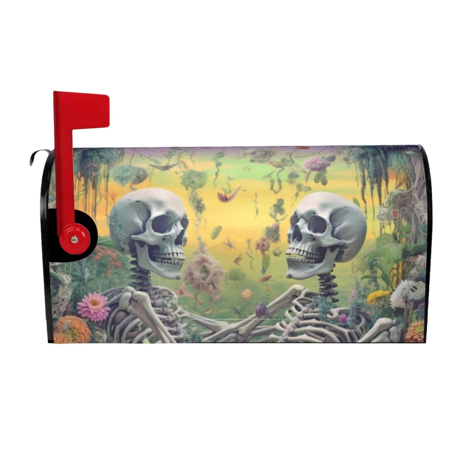 Junzan Flower Butterfly Skull Couple Pattern Mailbox Covers,Magnetic ...