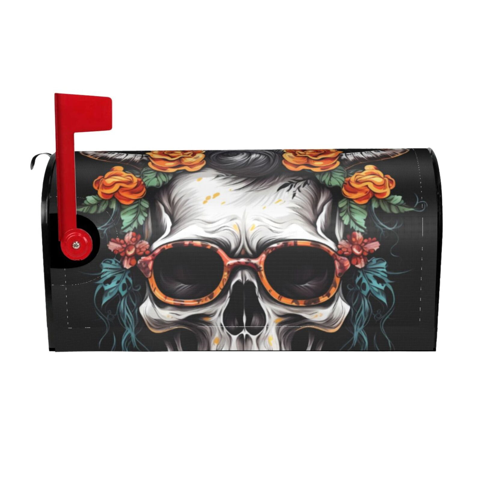Junzan Flower Horn Skull A Pattern Mailbox Covers,Magnetic Mailbox ...