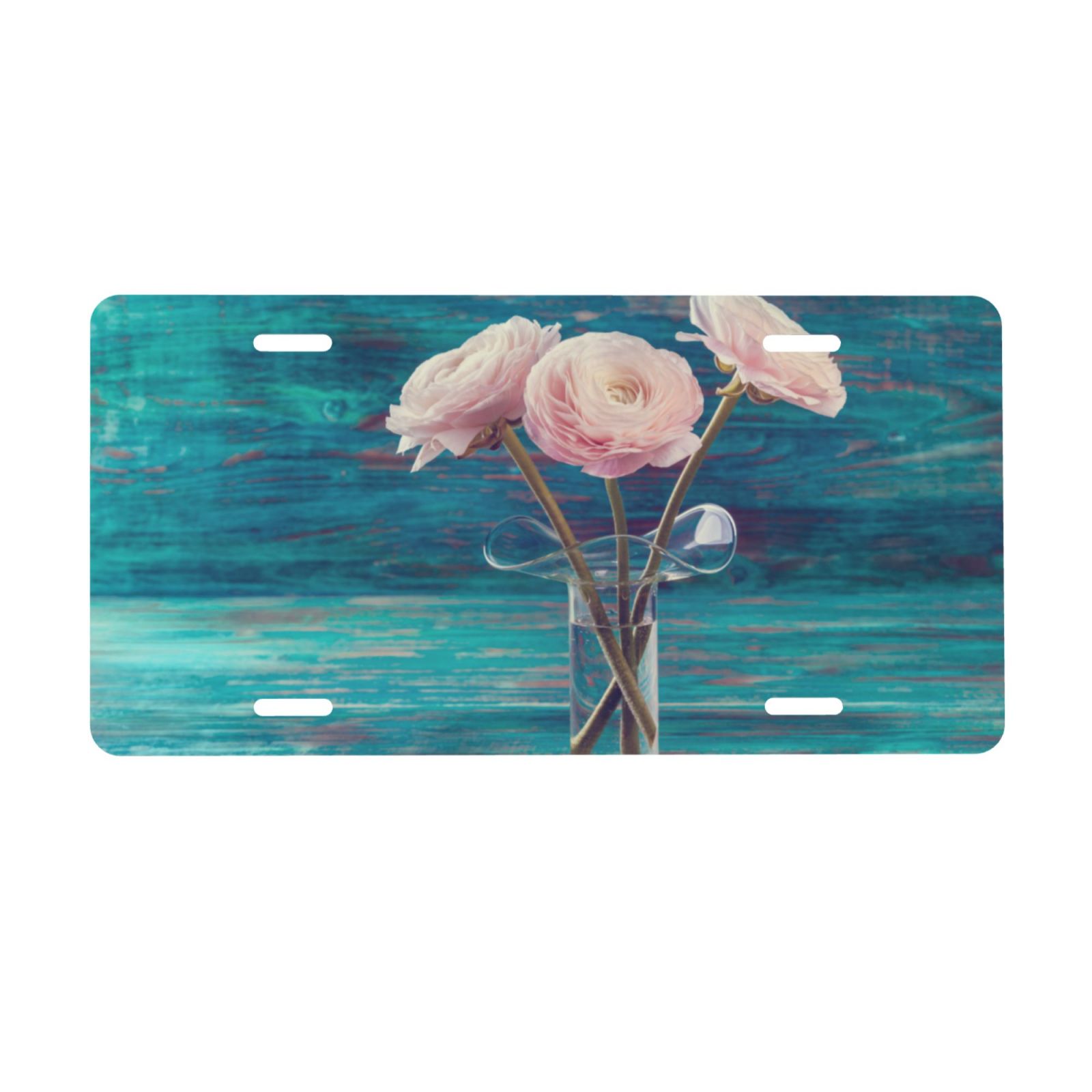 Junzan Flowers In Glass Vase Front License Plate Covers Decorative Car ...
