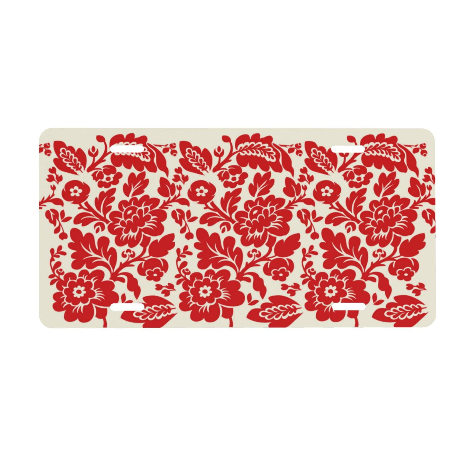 Junzan Flowers Red Beige Front License Plate Covers Decorative Car ...