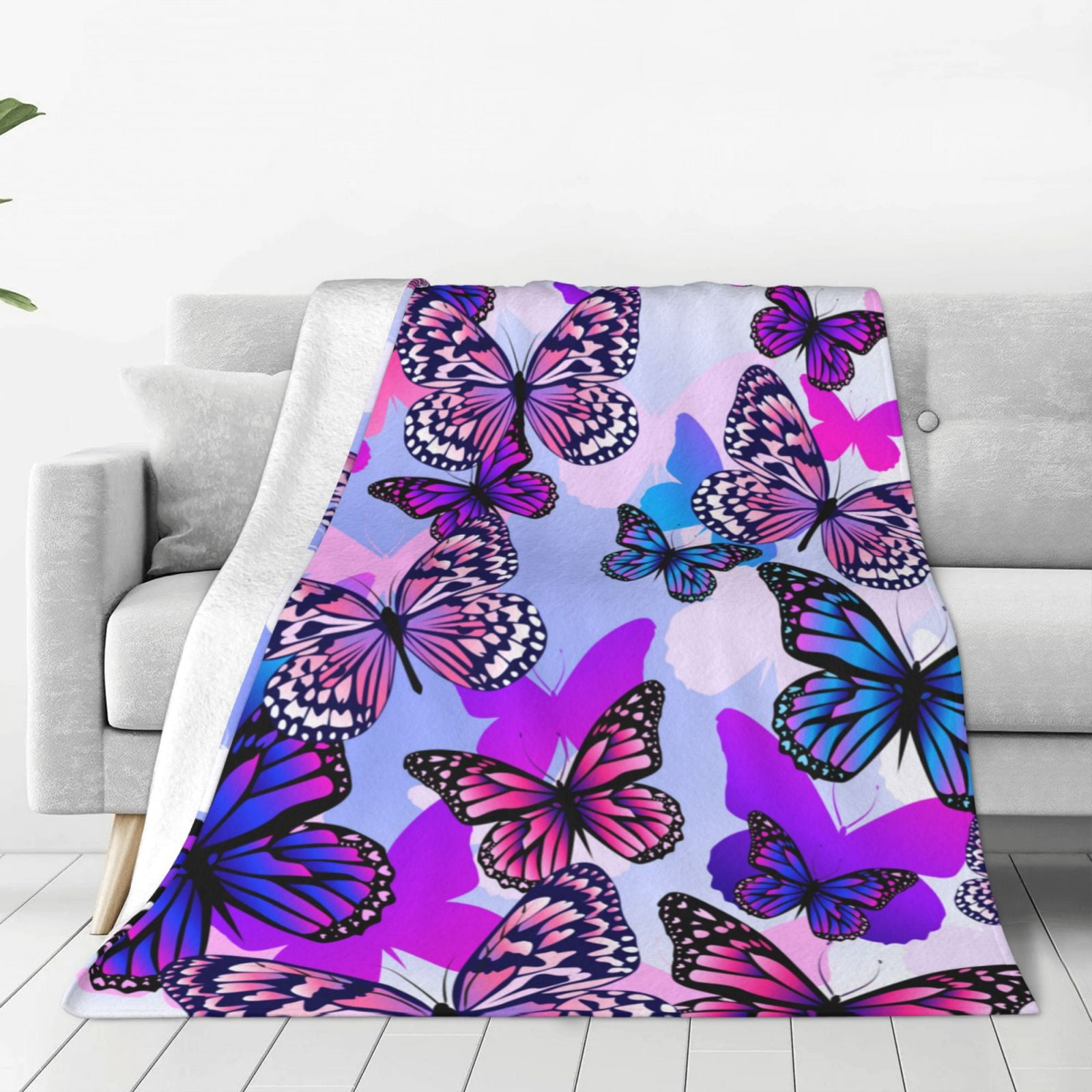 Junzan Flying Butterflies Print Flannel Fleece Blanket Throw Blanket ...
