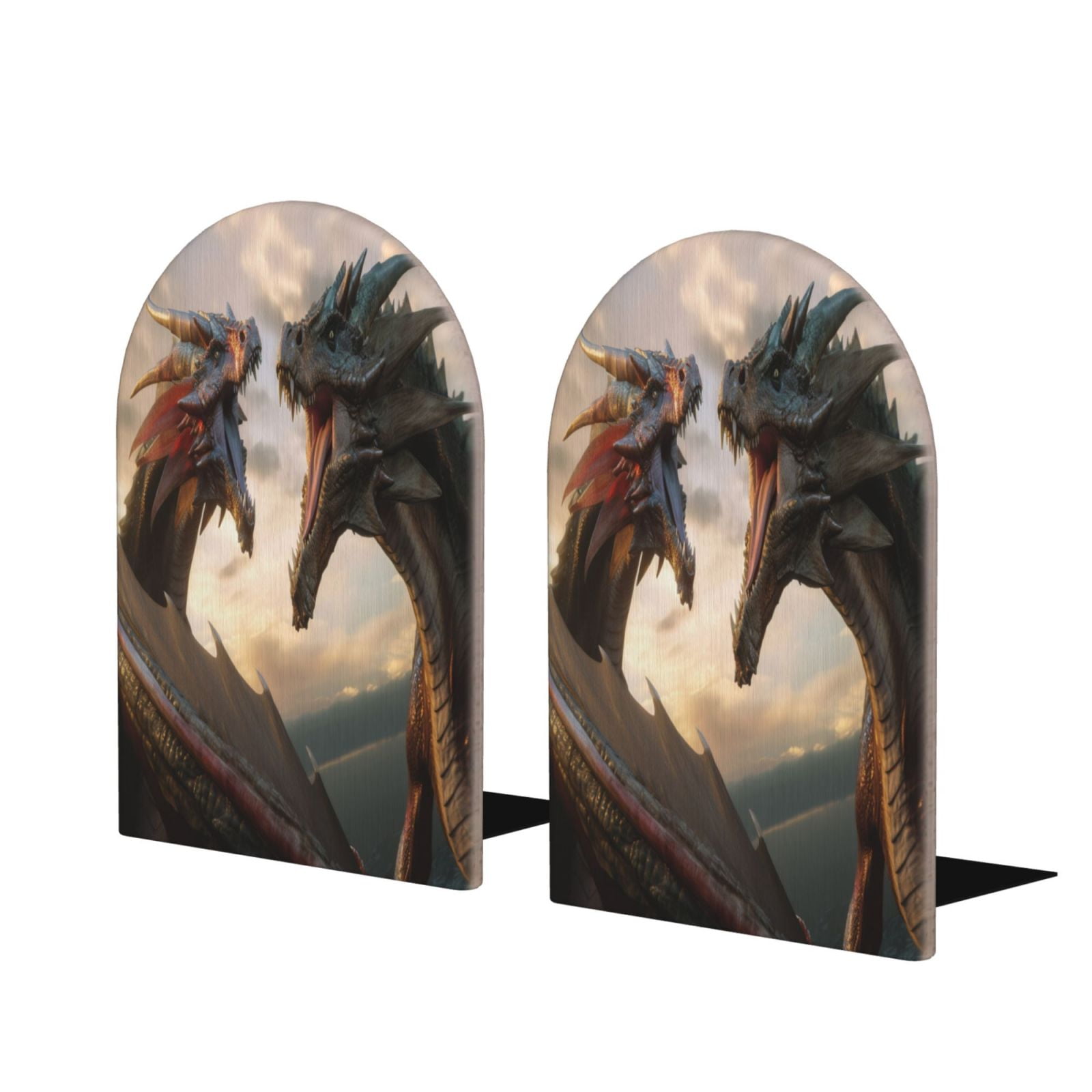 Junzan Friendship Dragon for Wood Bookends,1 Pair Book Ends for Shelves ...