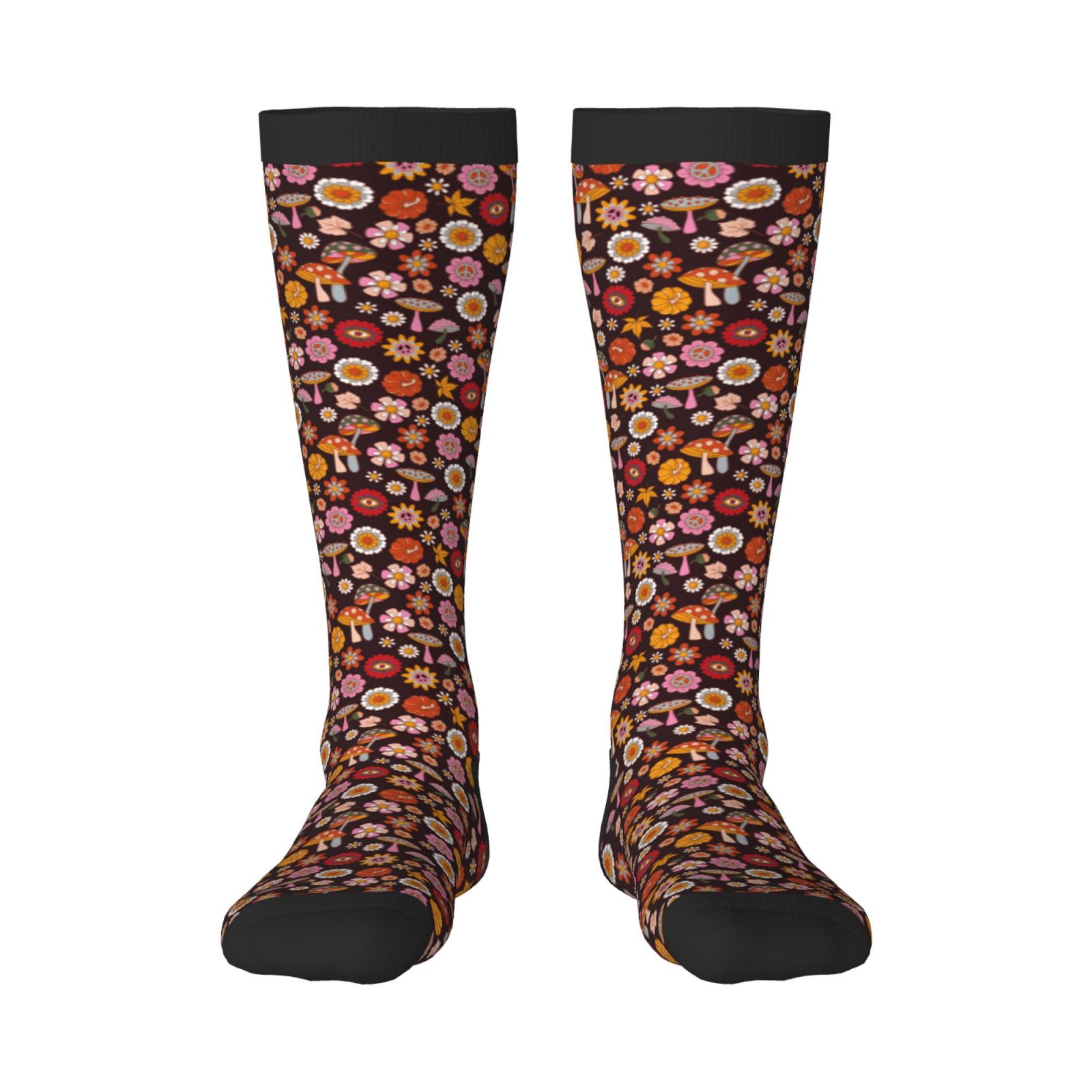 Junzan Fun Novelty Knee Warmer High Socks 70s Groovy Hippie Retro ...