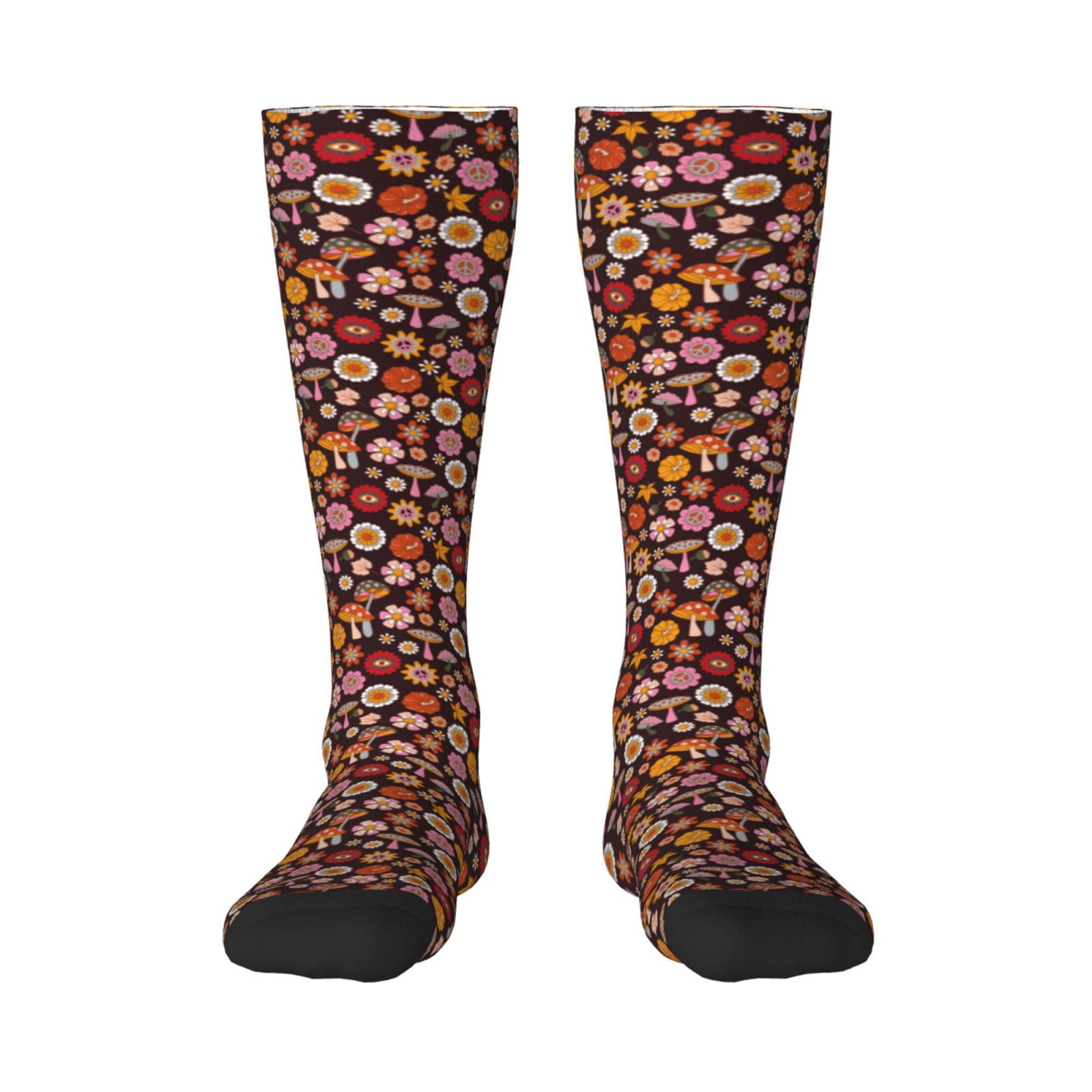 Junzan Fun Novelty Knee Warmer High Socks 70s Groovy Hippie Retro ...