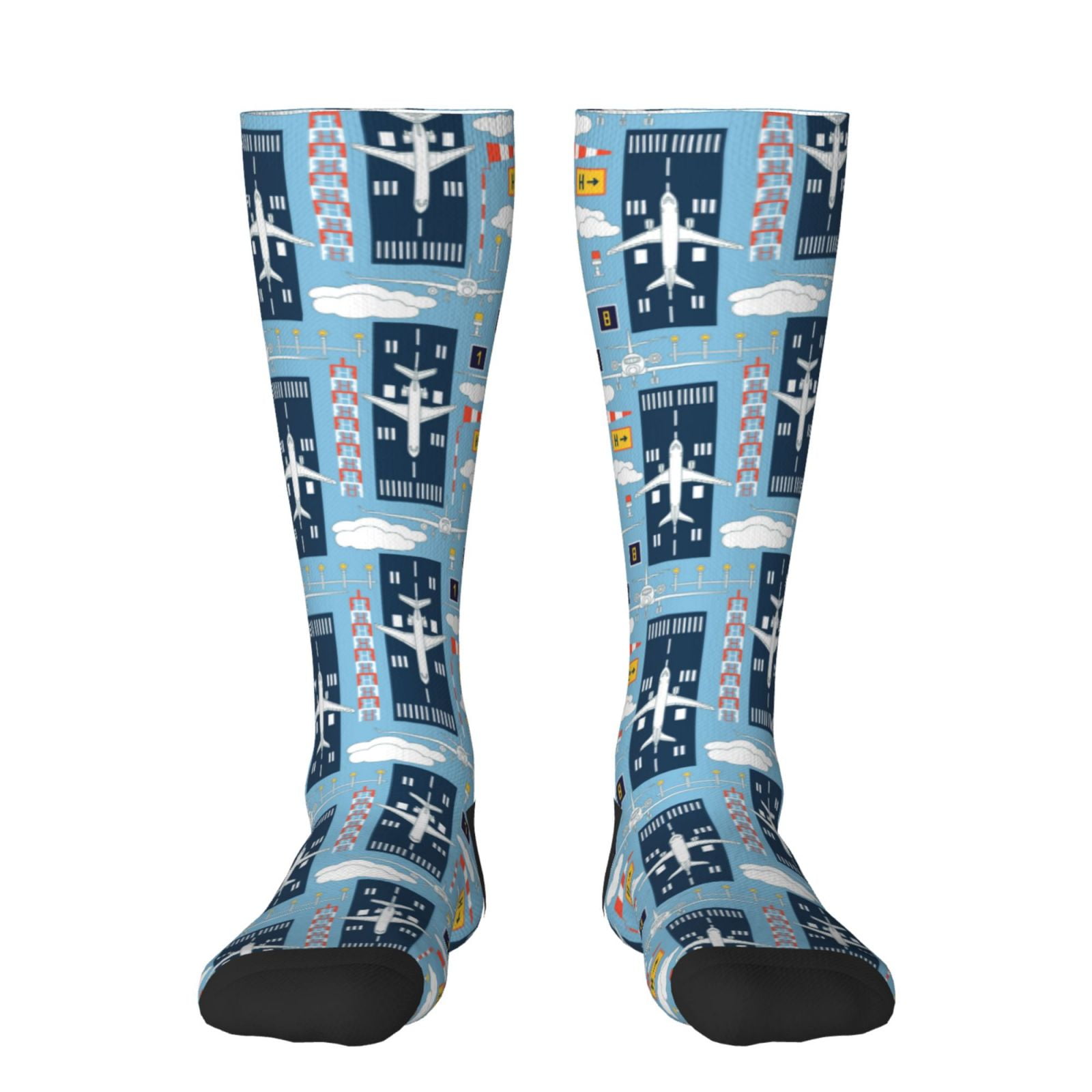 Junzan Fun Novelty Knee Warmer High Socks Airplanes And Aviation Signs ...