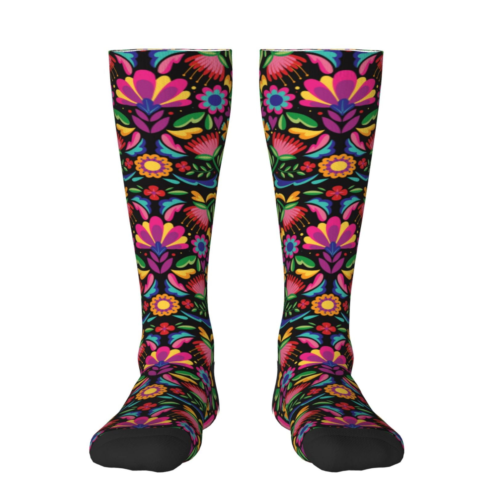 Junzan Fun Novelty Knee Warmer High Socks Colorful Floral Embroidery ...