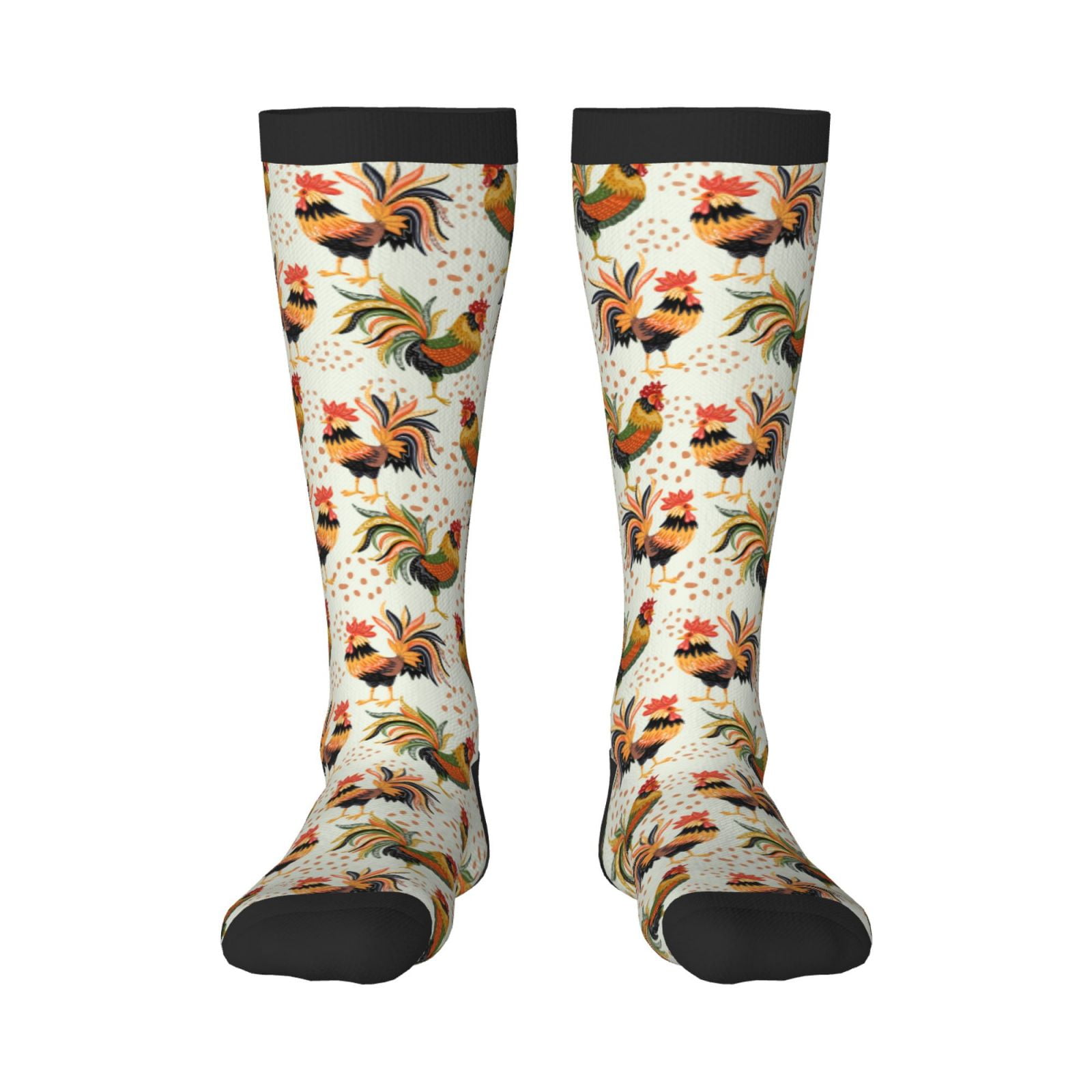 Junzan Fun Novelty Knee Warmer High Socks Colorful Roosters Design ...