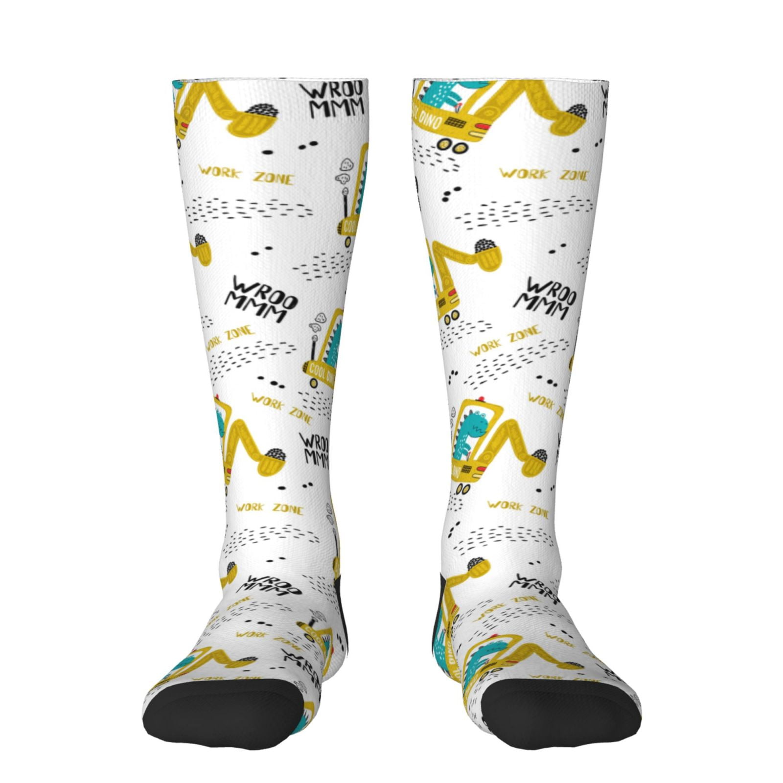 Junzan Fun Novelty Knee Warmer High Socks Dinosaur On Excavator Design ...