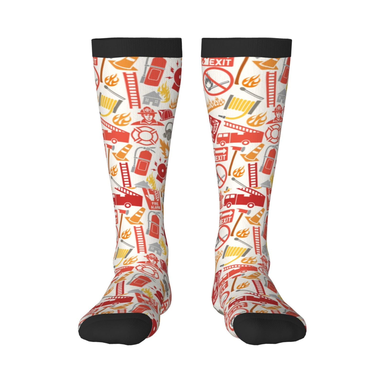 Junzan Fun Novelty Knee Warmer High Socks Firefighter Icons Design ...