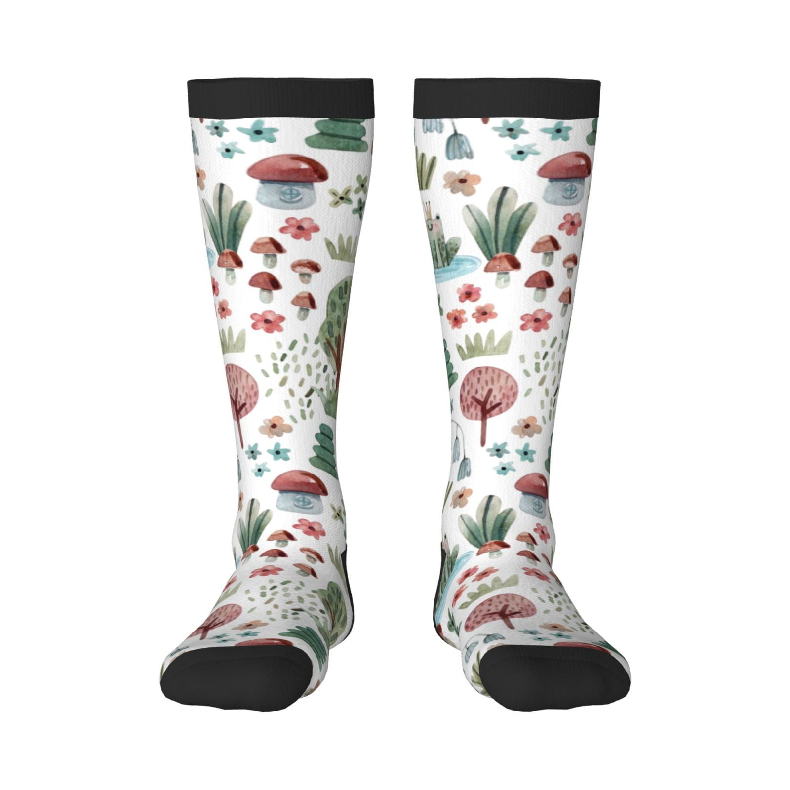 Junzan Fun Novelty Knee Warmer High Socks Frog And Forest Plants Design ...