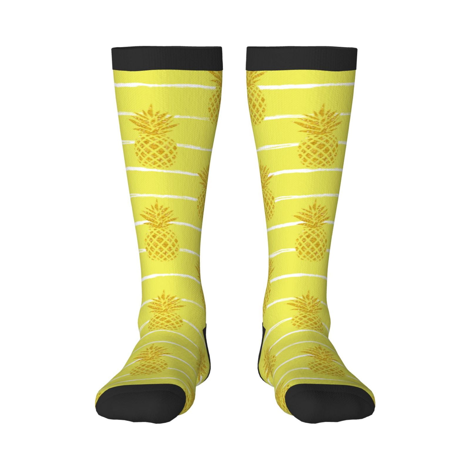Junzan Fun Novelty Knee Warmer High Socks Gold Pineapple Design ...