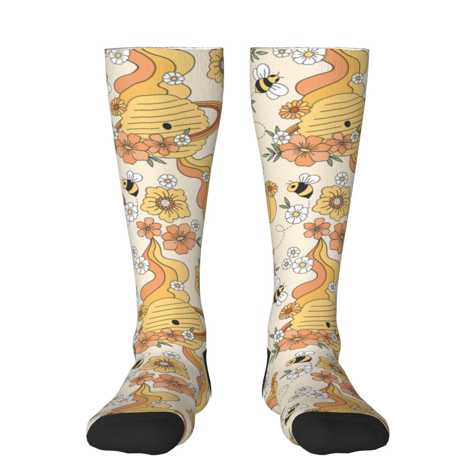 Junzan Fun Novelty Knee Warmer High Socks Groovy Floral Design ...