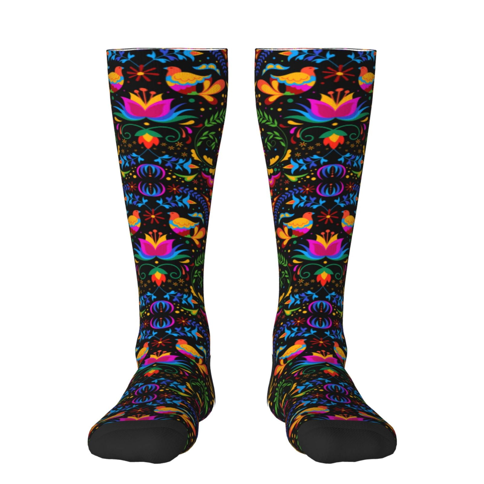 Junzan Fun Novelty Knee Warmer High Socks Mexican Flower Traditional1 ...