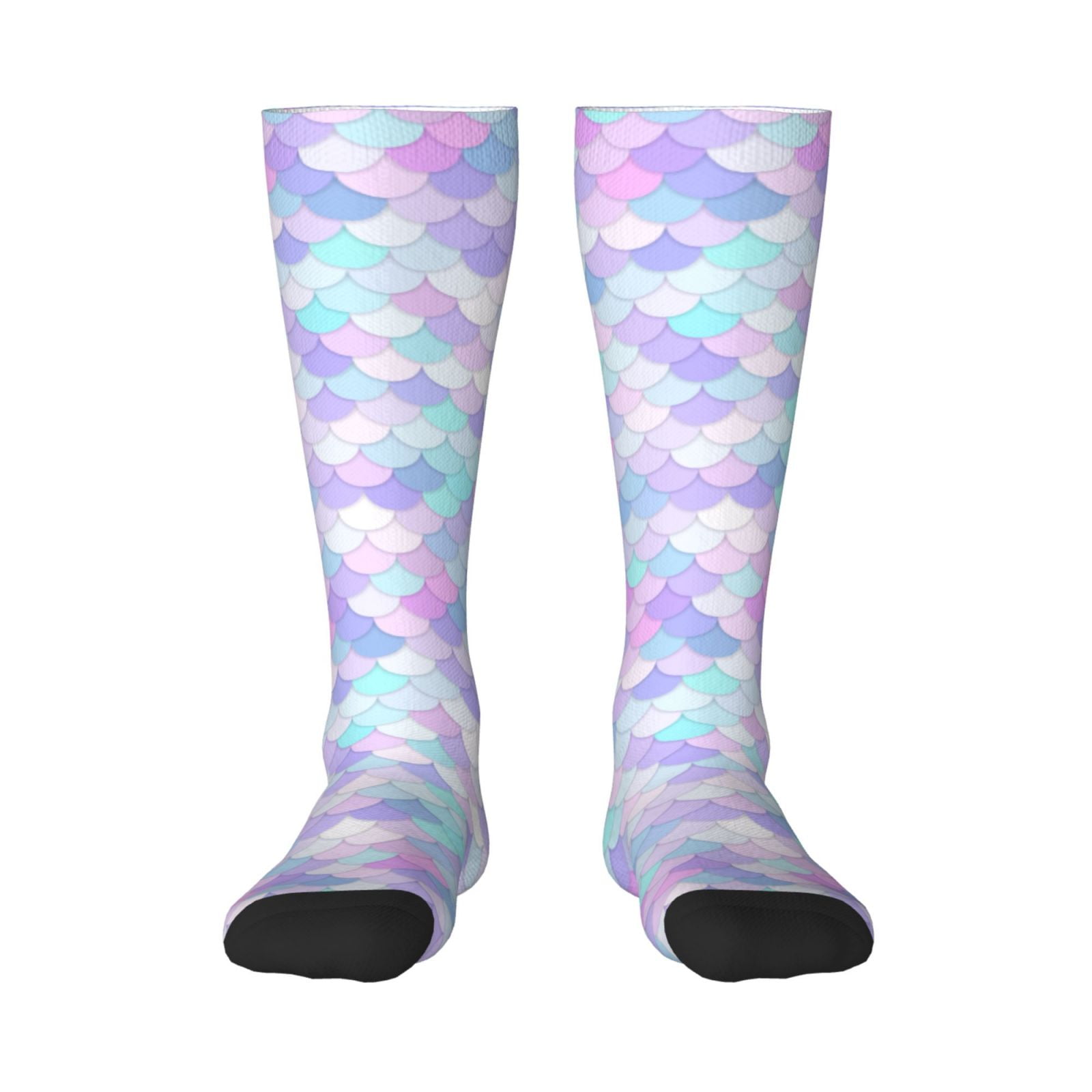 Junzan Fun Novelty Knee Warmer High Socks Rainbow Scales Design ...