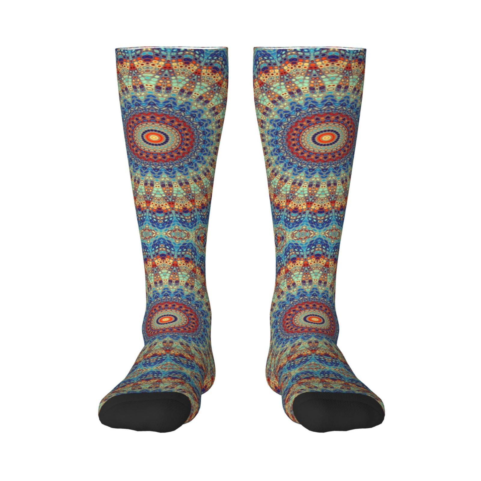 Junzan Fun Novelty Knee Warmer High Socks Round Mandala Design ...