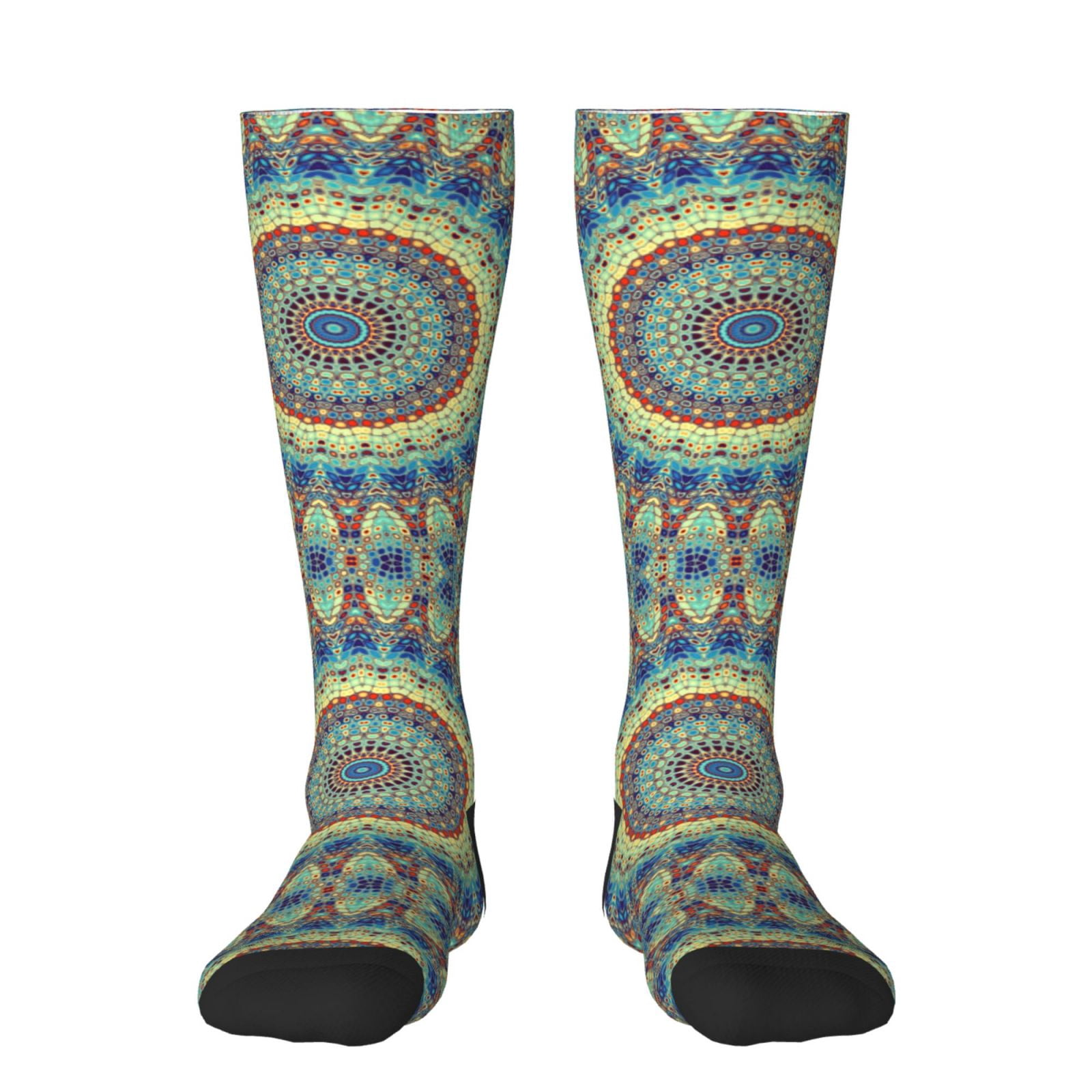 Junzan Fun Novelty Knee Warmer High Socks Round Mandala1 Design ...