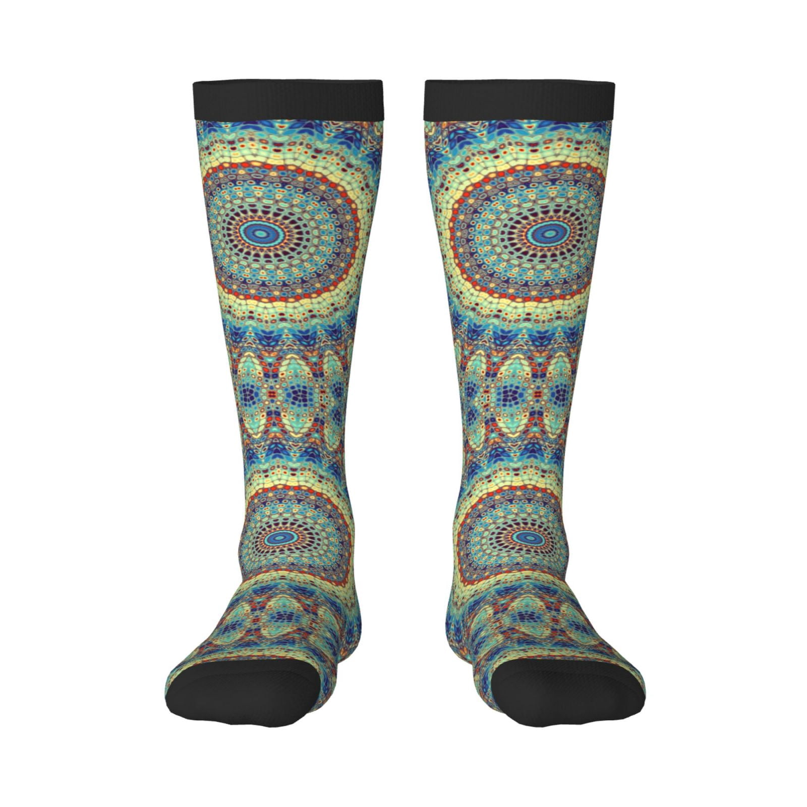 Junzan Fun Novelty Knee Warmer High Socks Round Mandala1 Design ...