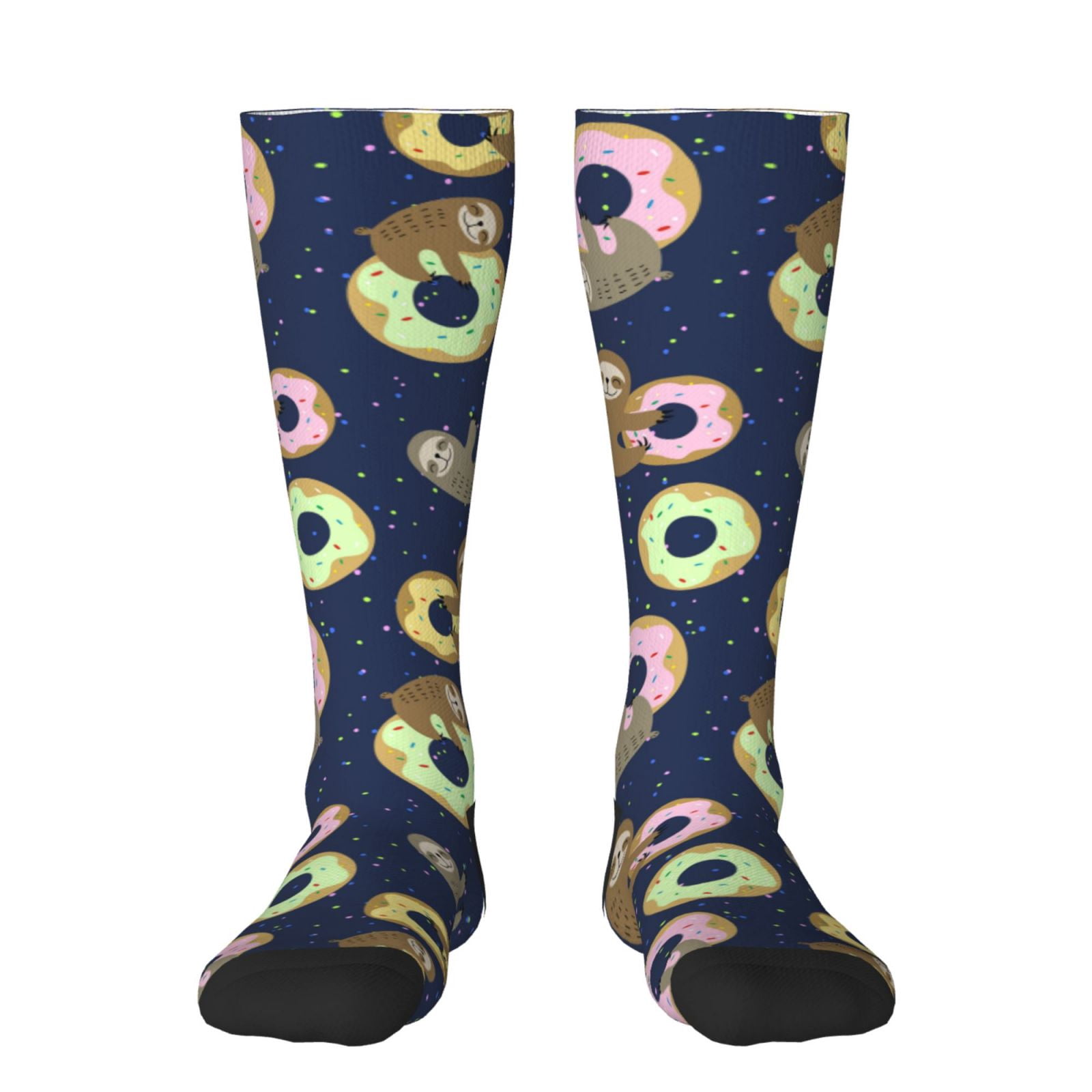 Junzan Fun Novelty Knee Warmer High Socks Sloth With Donuts Design ...