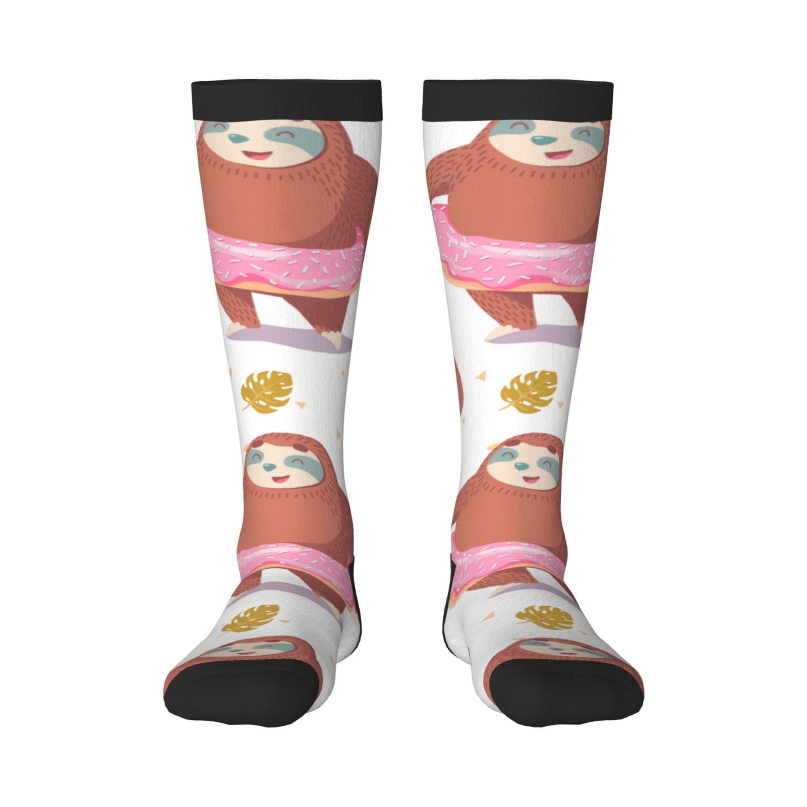 Junzan Fun Novelty Knee Warmer High Socks Sloth With Donuts1 Design ...