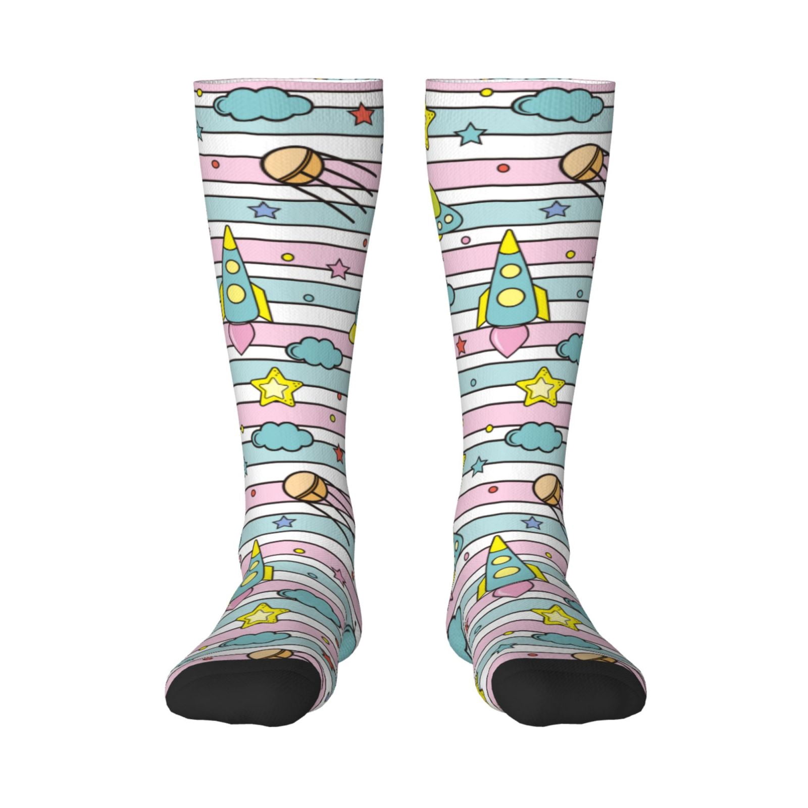 Junzan Fun Novelty Knee Warmer High Socks Space Doodle Design - Walmart.com