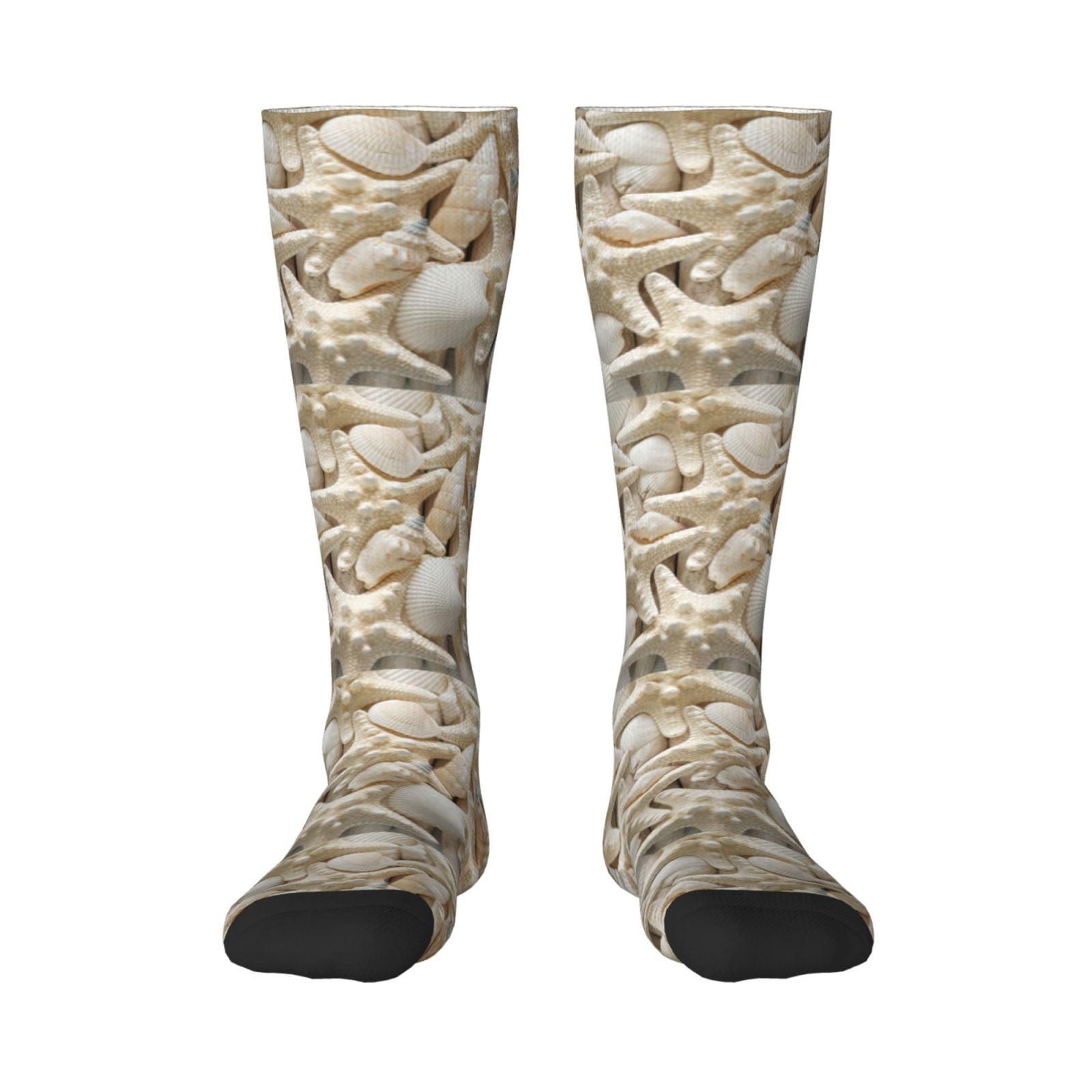 Junzan Fun Novelty Knee Warmer High Socks Starfish And Sea Shells ...