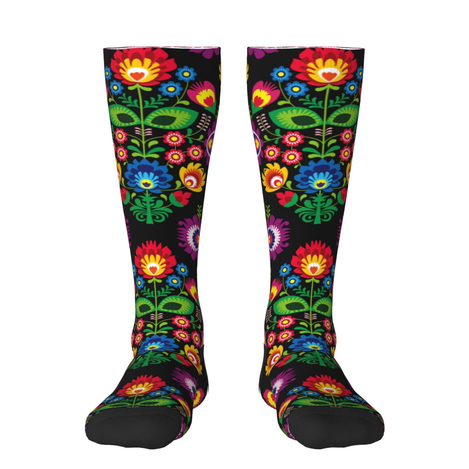 Junzan Fun Novelty Knee Warmer High Socks Traditional Floral Polish ...