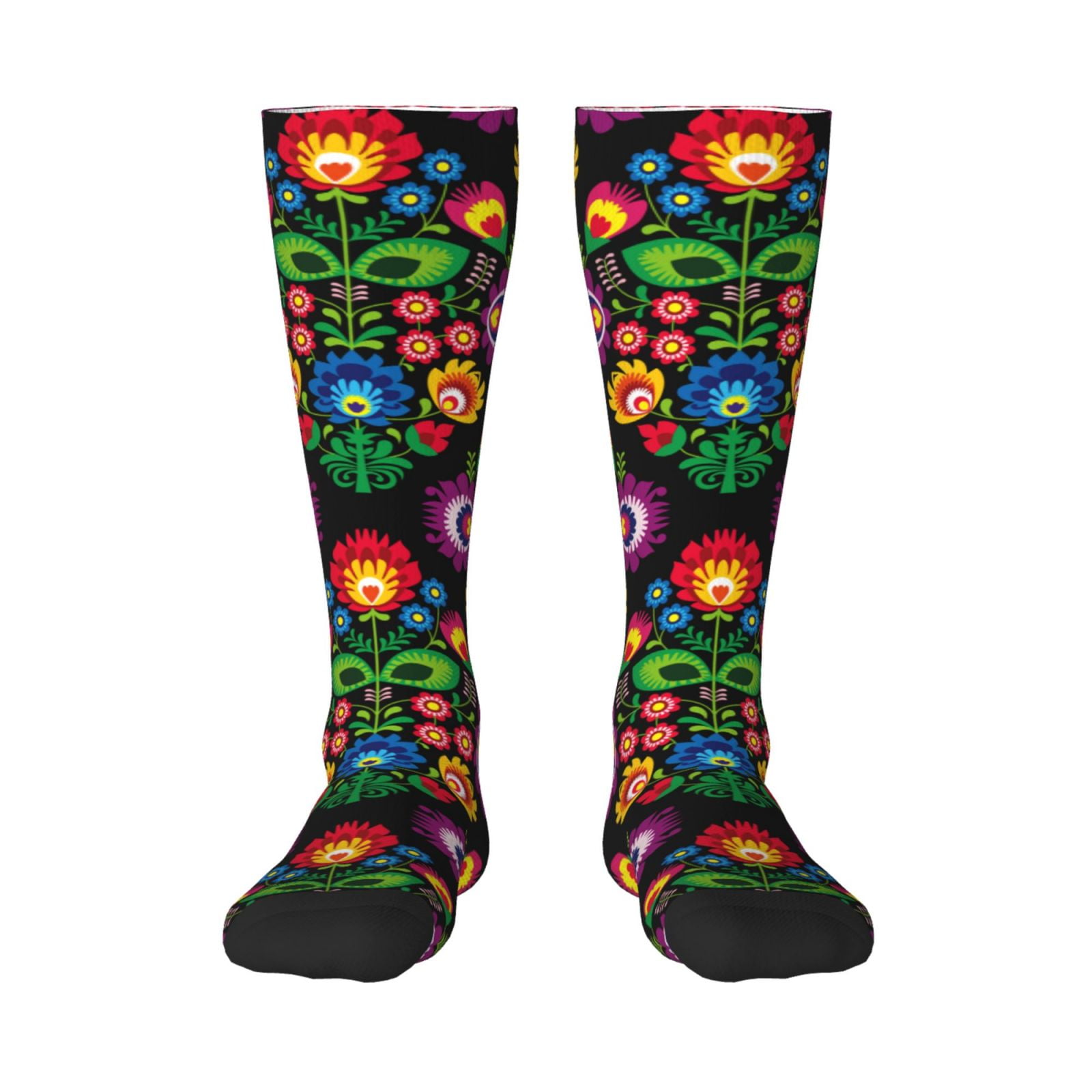 Junzan Fun Novelty Knee Warmer High Socks Traditional Floral Polish ...