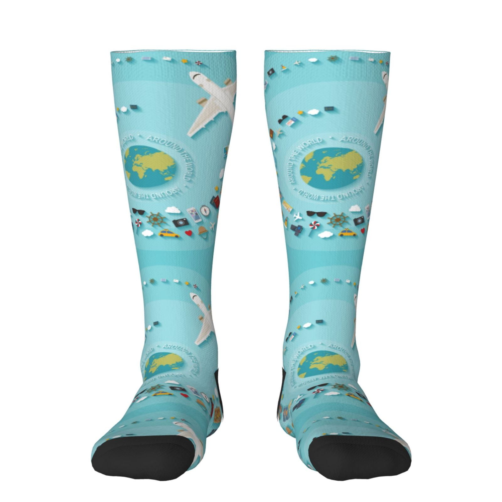 Junzan Fun Novelty Knee Warmer High Socks Travelling On Airplane Design ...