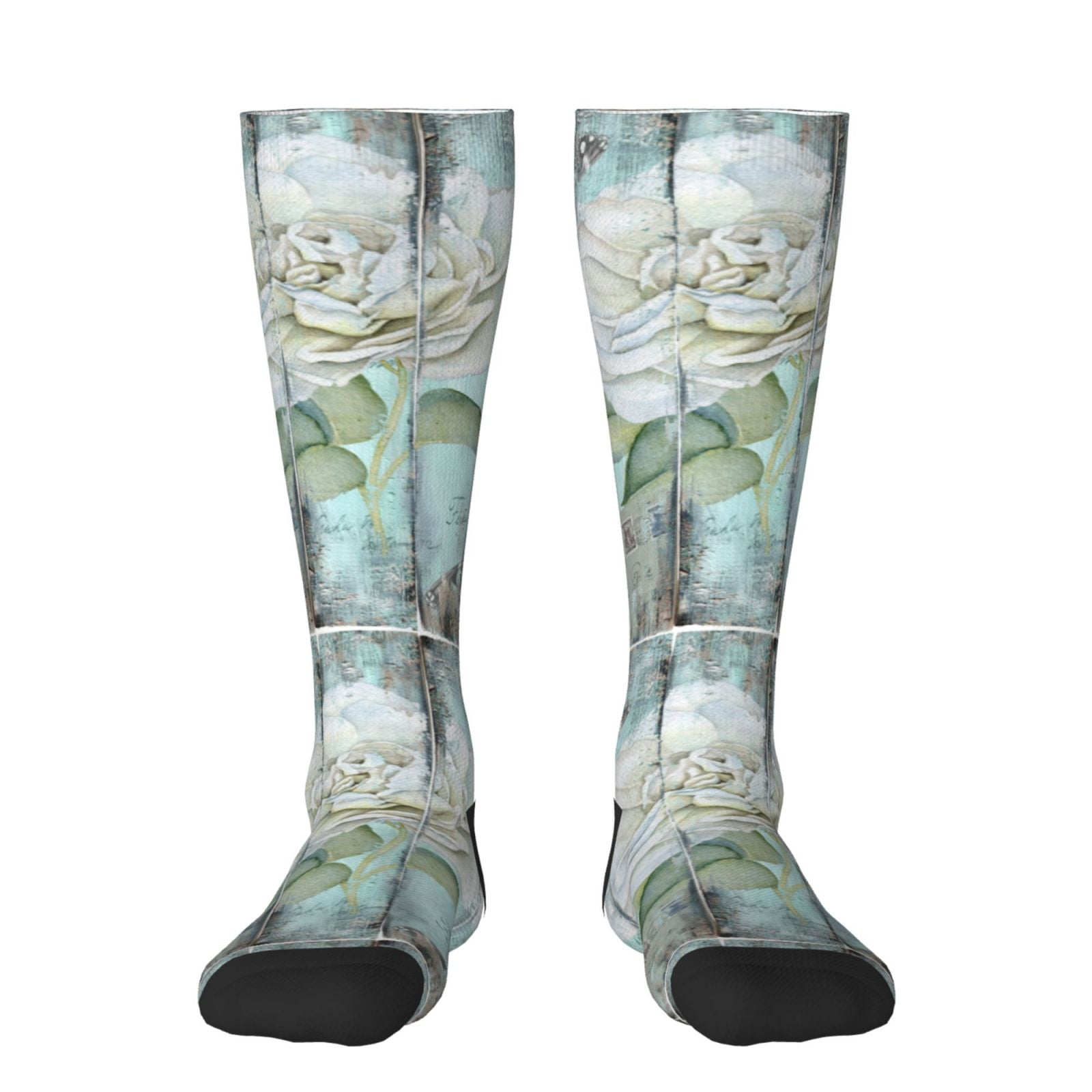 Junzan Fun Novelty Knee Warmer High Socks Vintage Rose1 Design ...