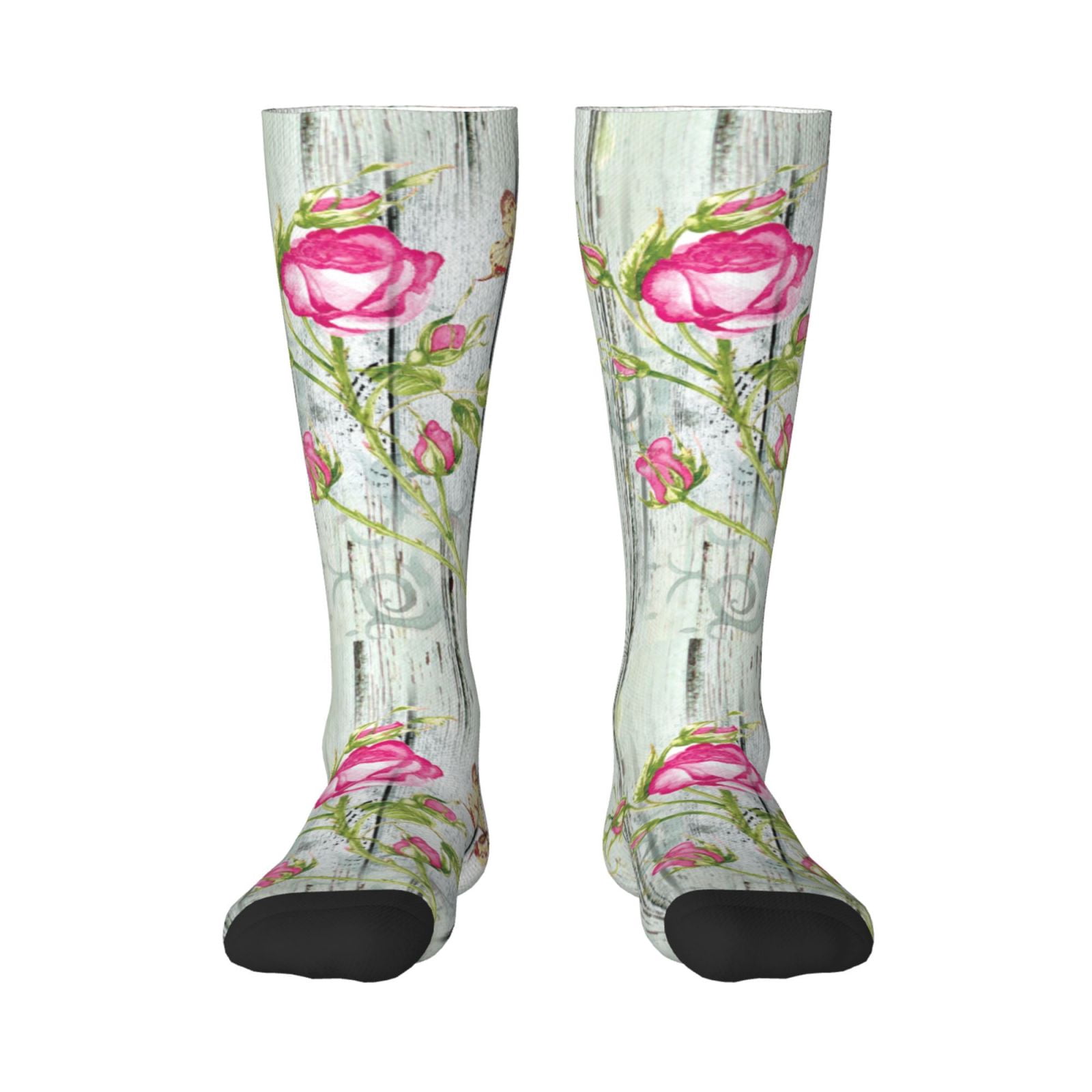 Junzan Fun Novelty Knee Warmer High Socks Vintage Wood Background With ...