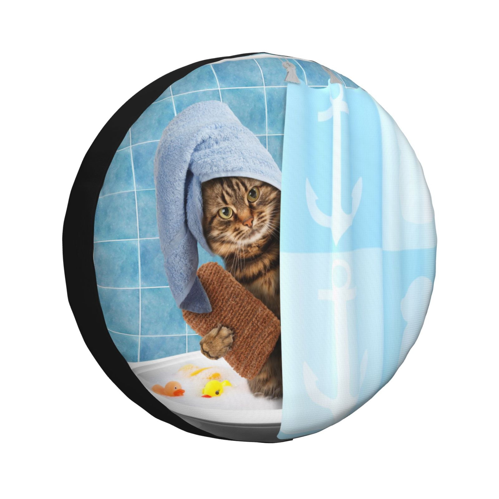 Junzan Funny Cat Taking A Bath Tire Cover Wheel Protector For Truck Suv ...