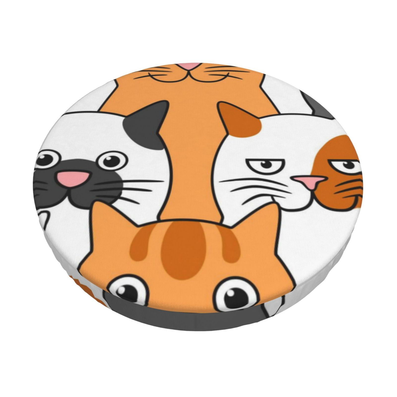 Junzan Funny Cats Bar Stool Cover Round Seat Cushion With Elastic ...