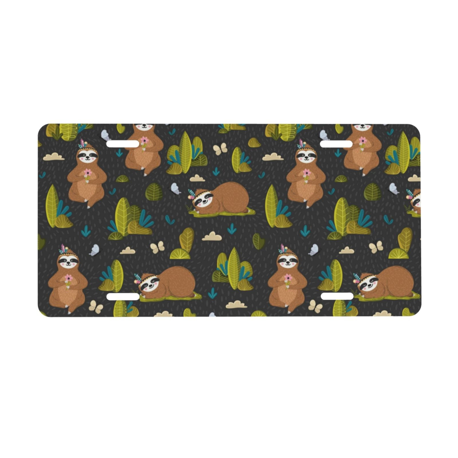 Junzan Funny Sloths Front License Plate Covers Decorative Car Metal ...