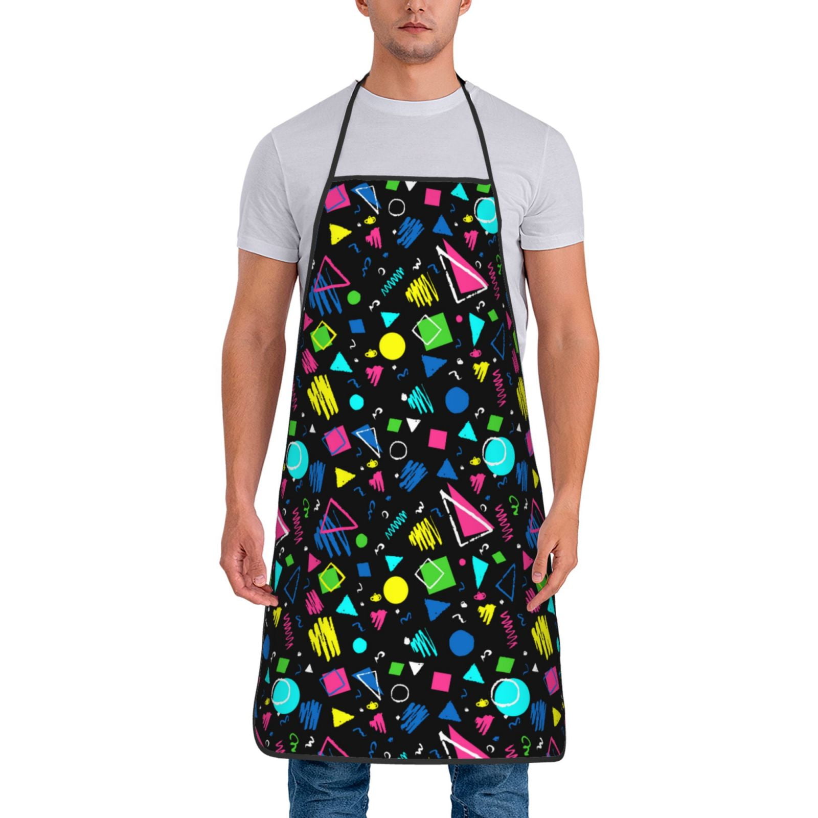 Junzan Geometric 1980s Styled Print Kitchen Cooking Aprons, Chef Apron ...